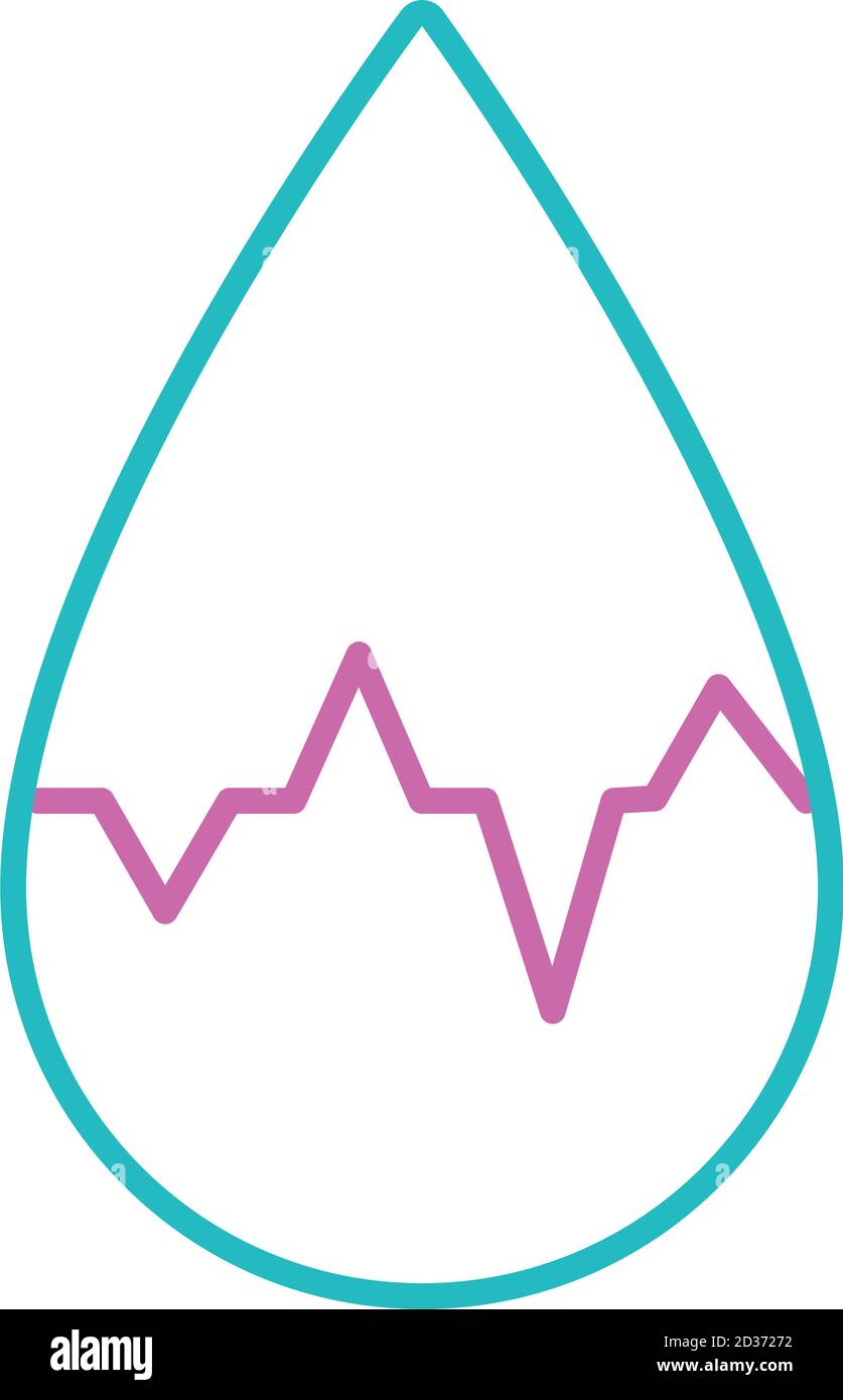 drop with pulse waves icon over white background, line style, vector ...