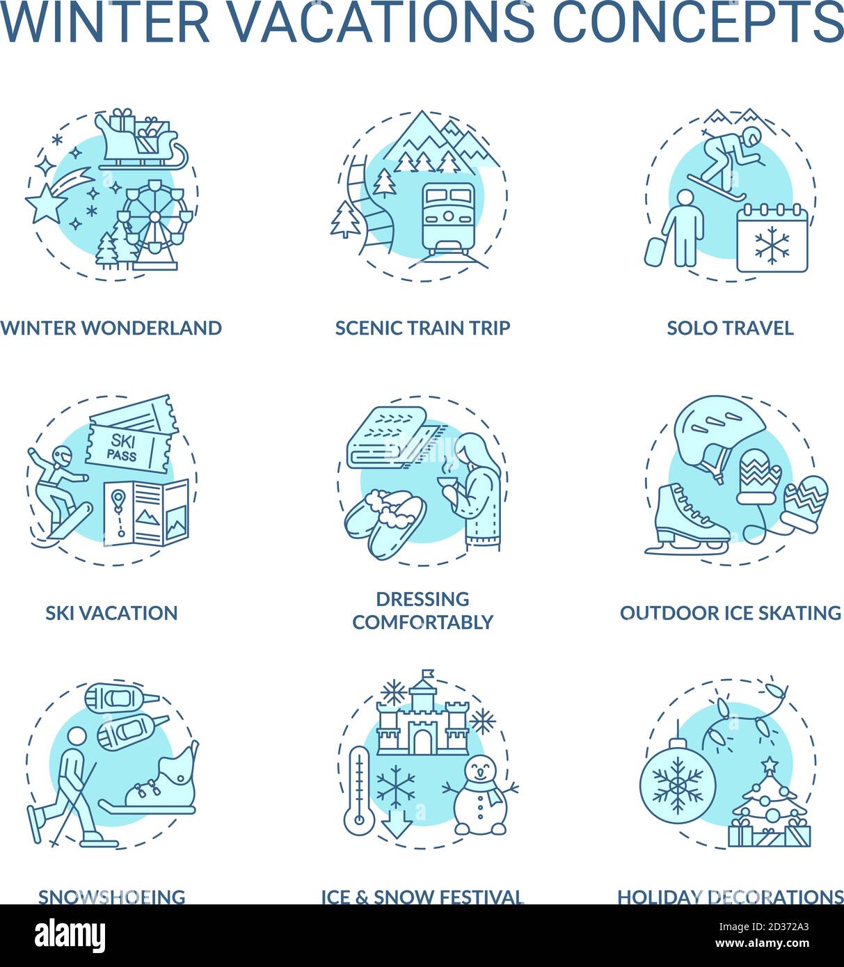 Winter vacations concept icons set Stock Vector Image & Art - Alamy