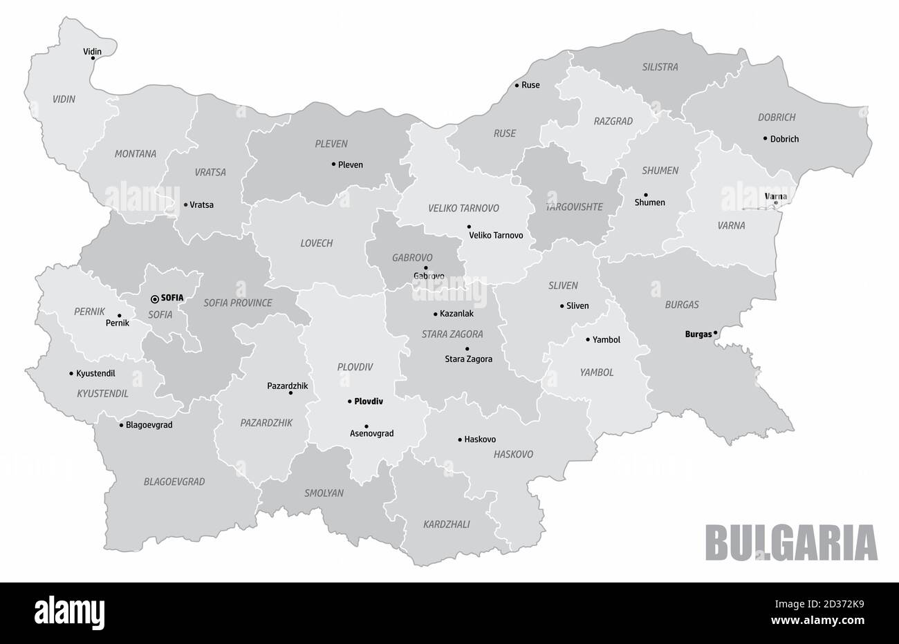 Bulgaria regions map Stock Vector Image & Art - Alamy