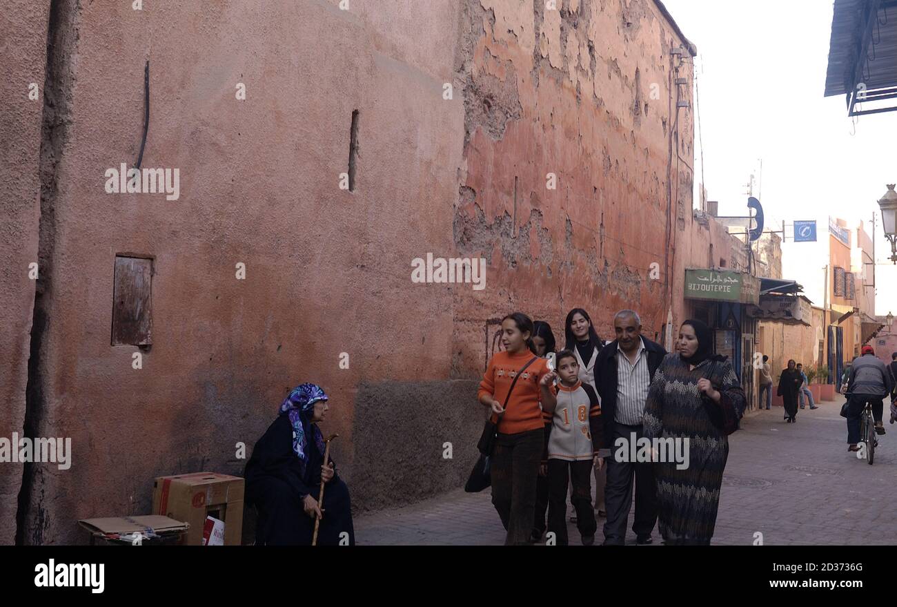 Narrow streets in the Medina Marrakesh Morocco Stock Photo - Alamy