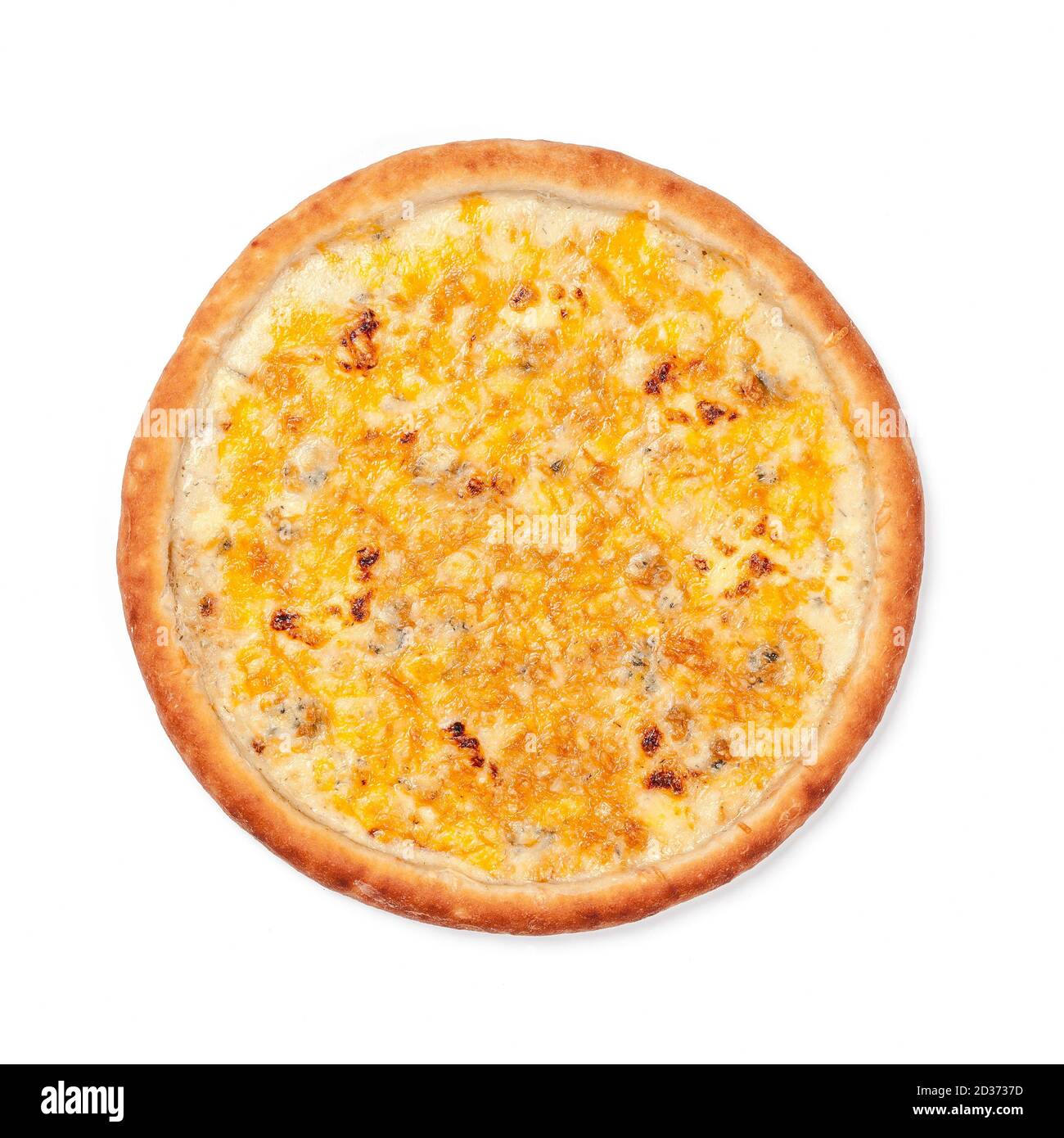 Top view of round pizza isolated on white Stock Photo - Alamy
