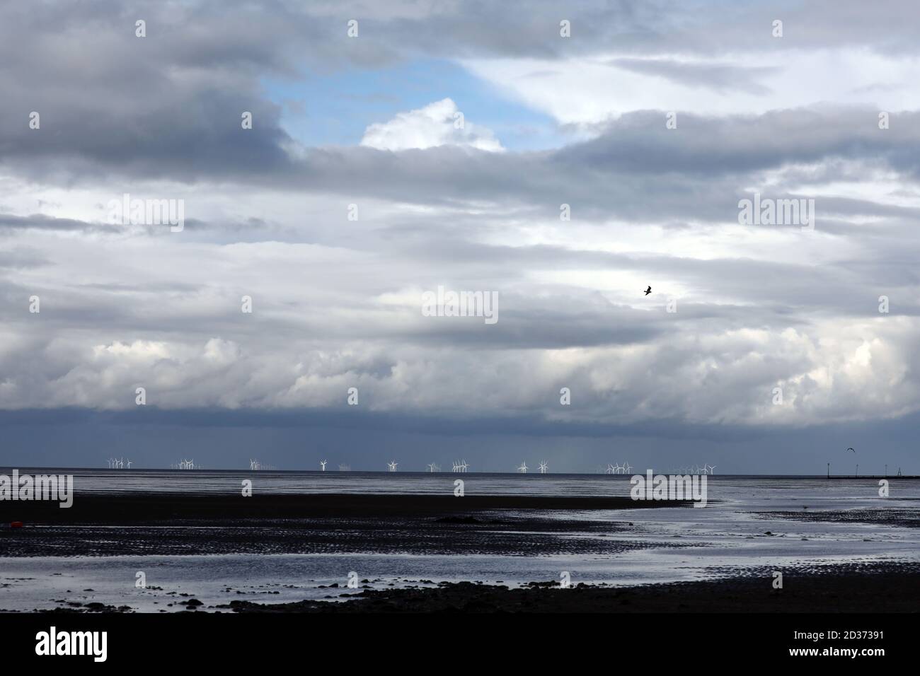 Heacham, UK. 06th Oct, 2020. An offshore windfarm seen from Heacham ...