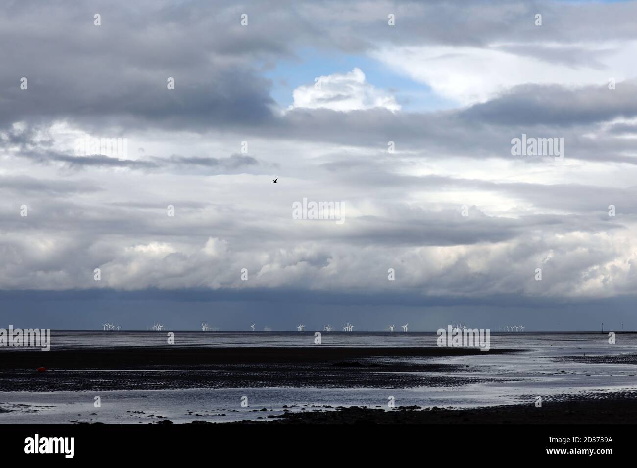 Heacham, UK. 06th Oct, 2020. An offshore windfarm seen from Heacham ...