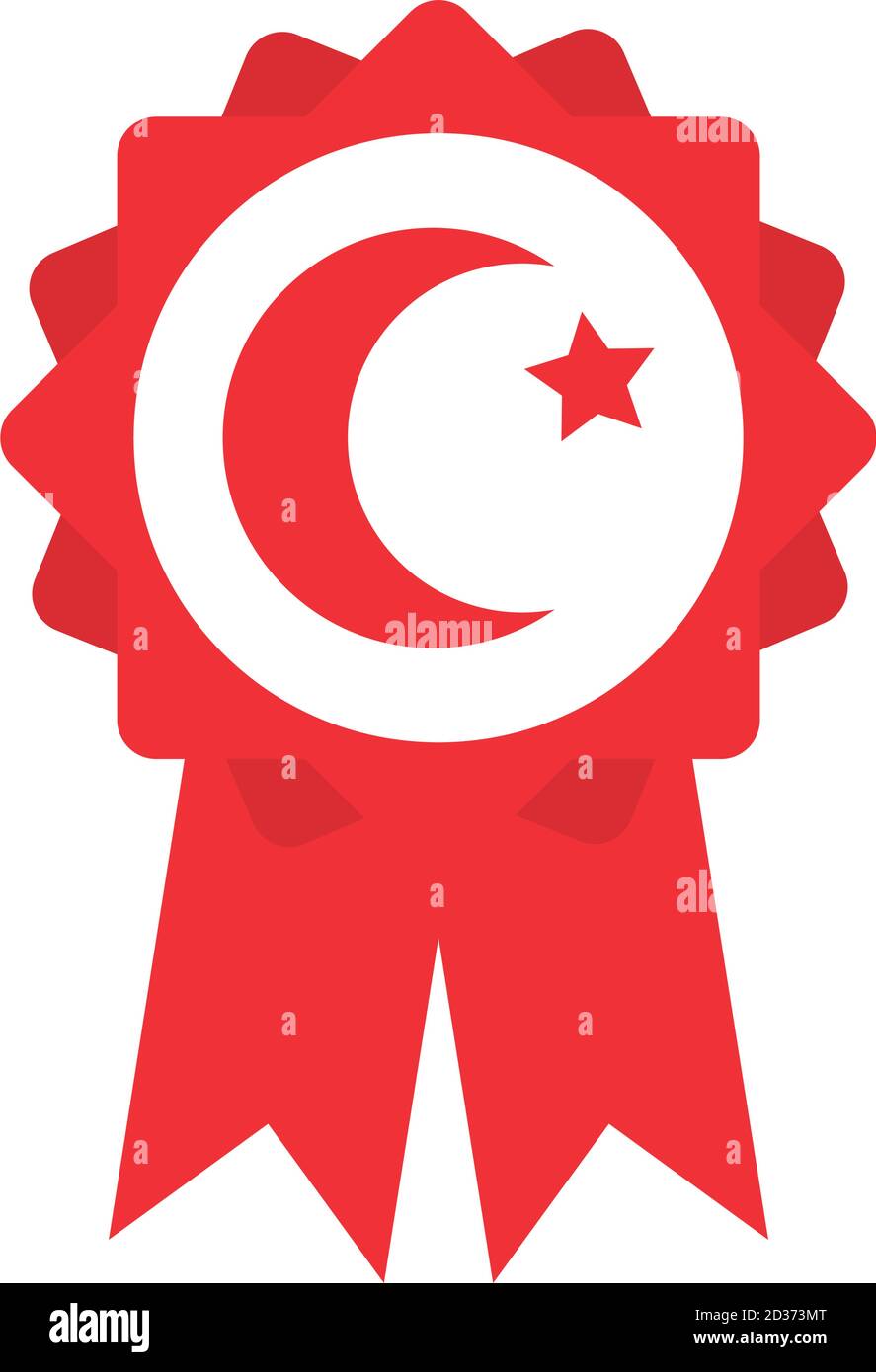 ribbon with turkish crescent moon design over white background, flat ...