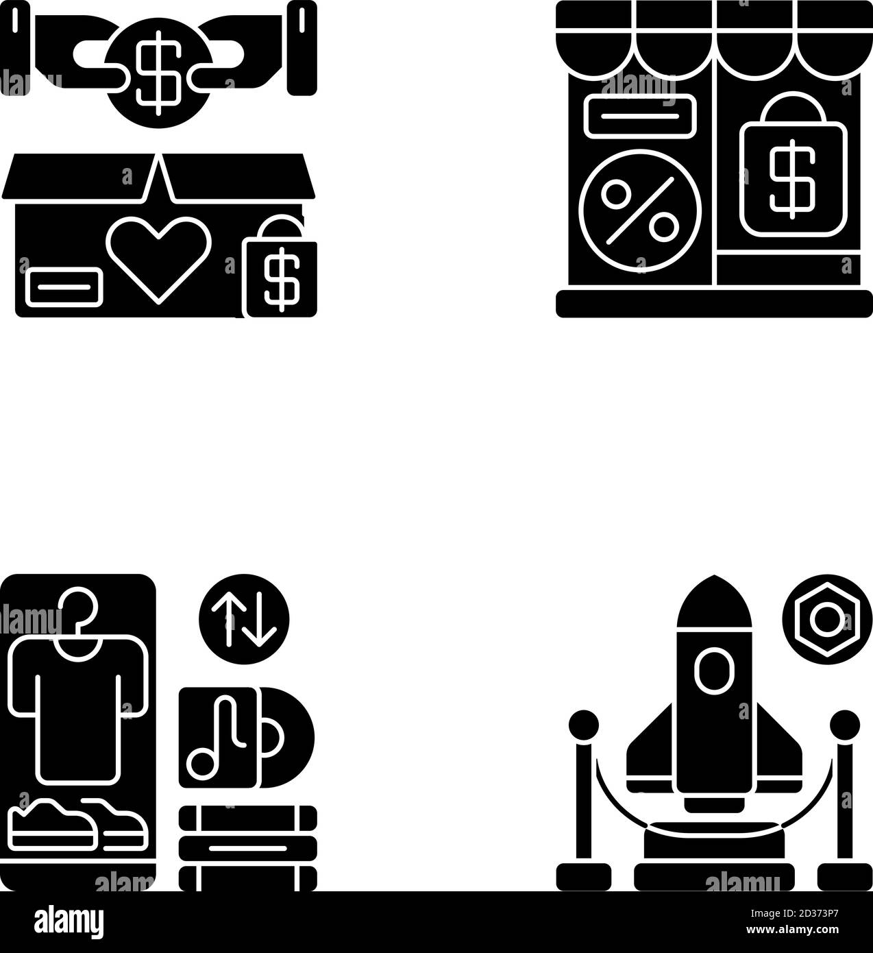 Trading black glyph icons set on white space Stock Vector Image & Art ...