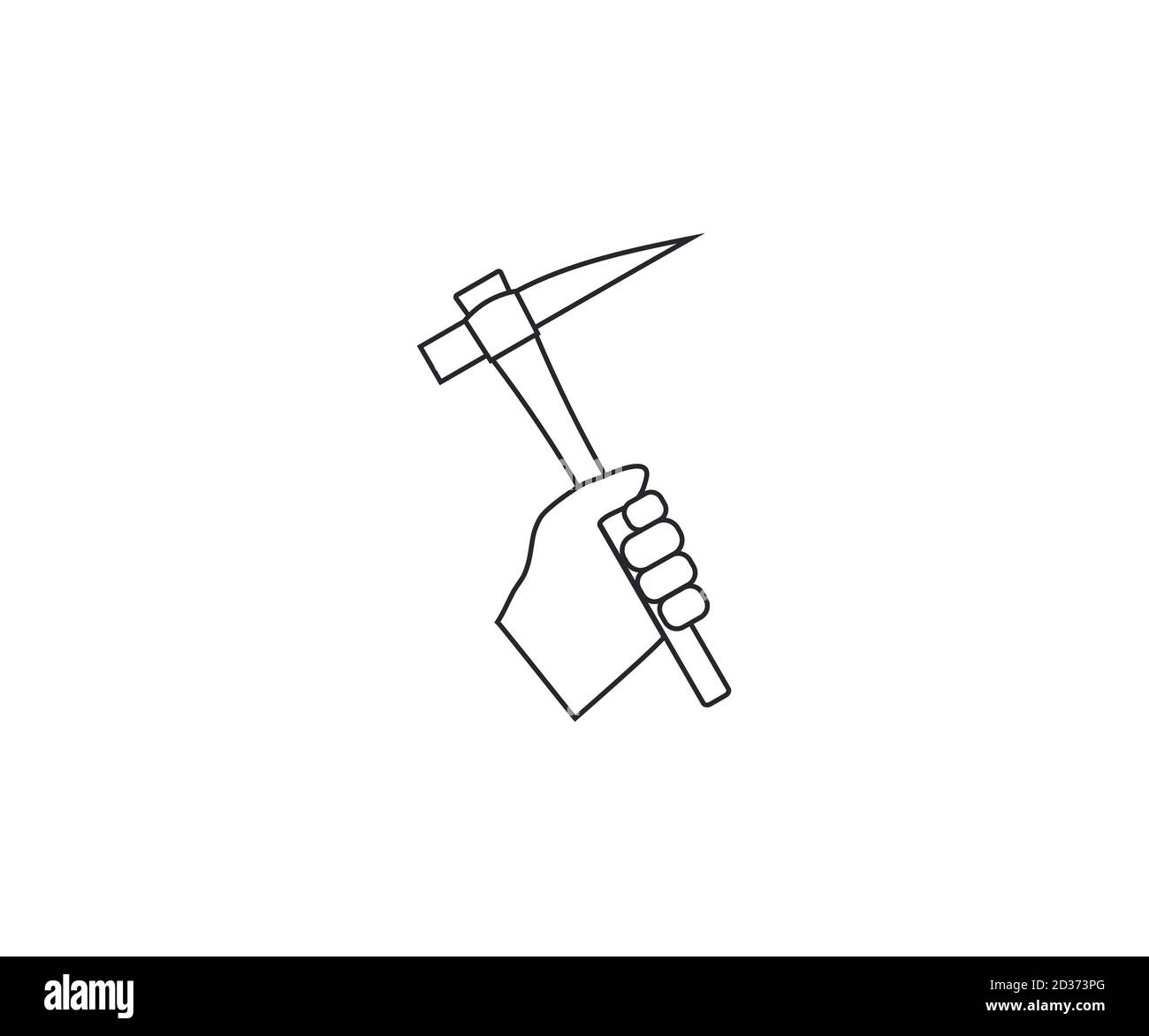 Hand holding pickaxe icon. Vector illustration, flat design Stock ...