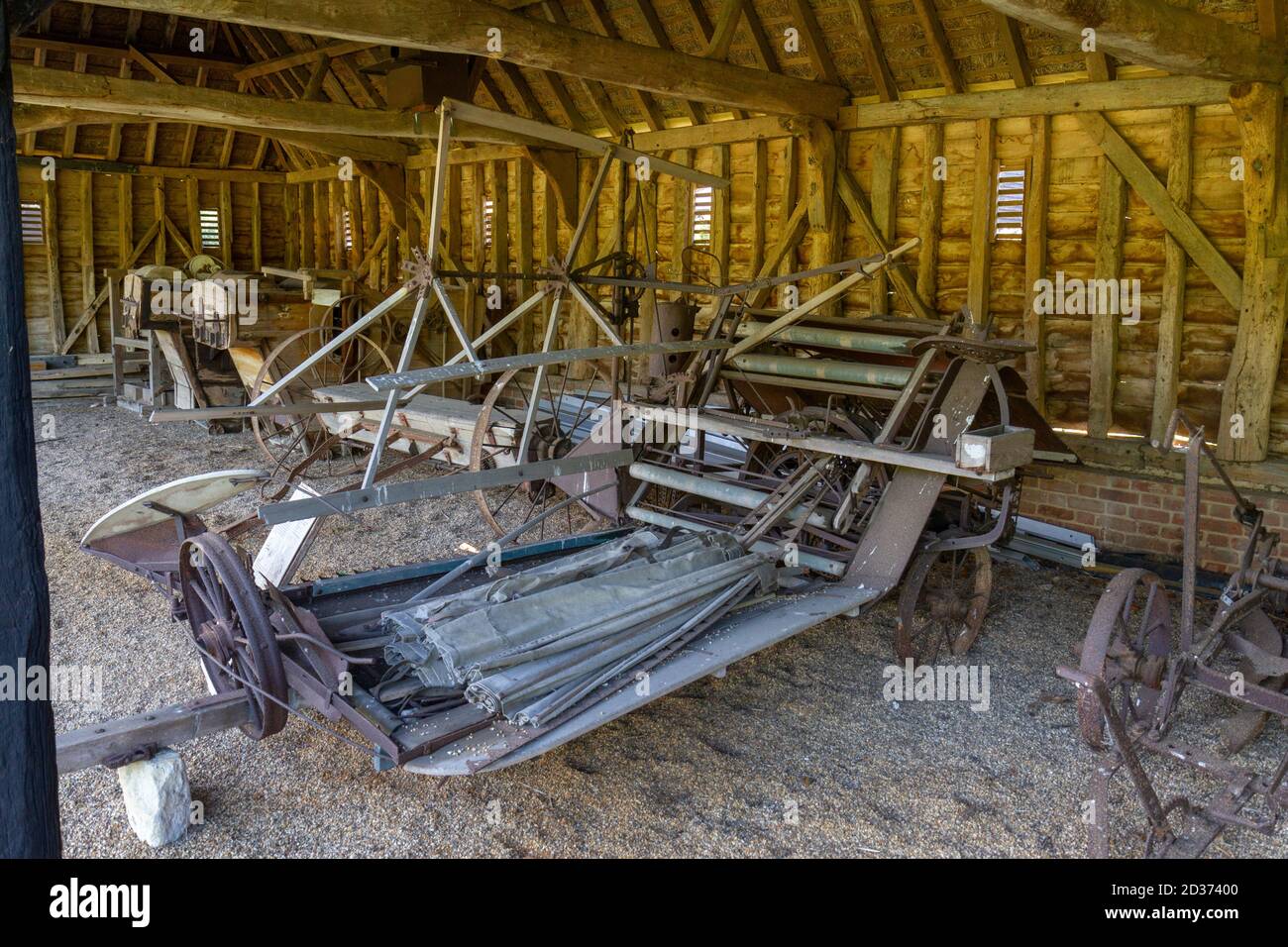 A massey harris reaper binder on display at Cressing Temple Barns, an ...