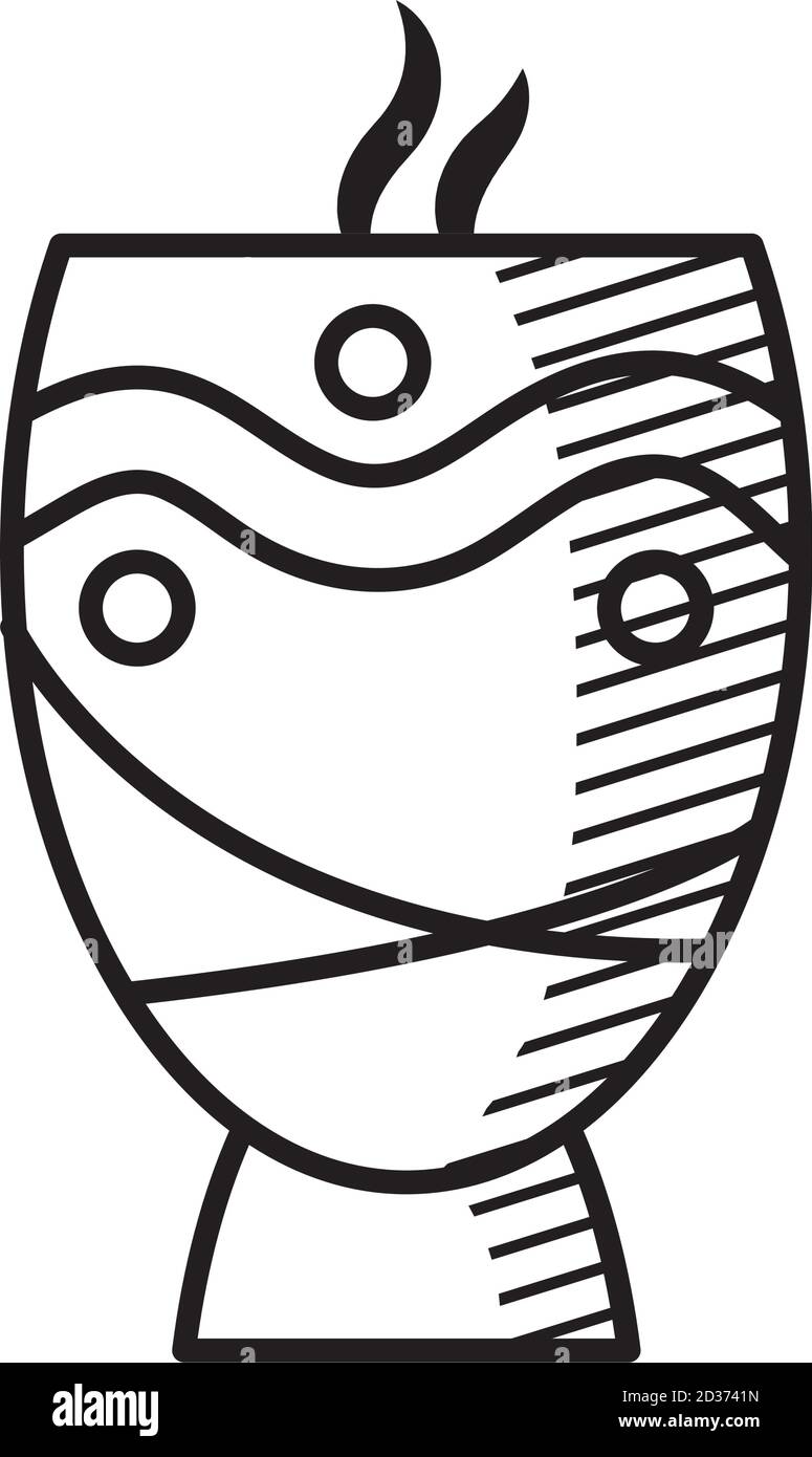 hot japanese tea cup over white background, line style, vector ...