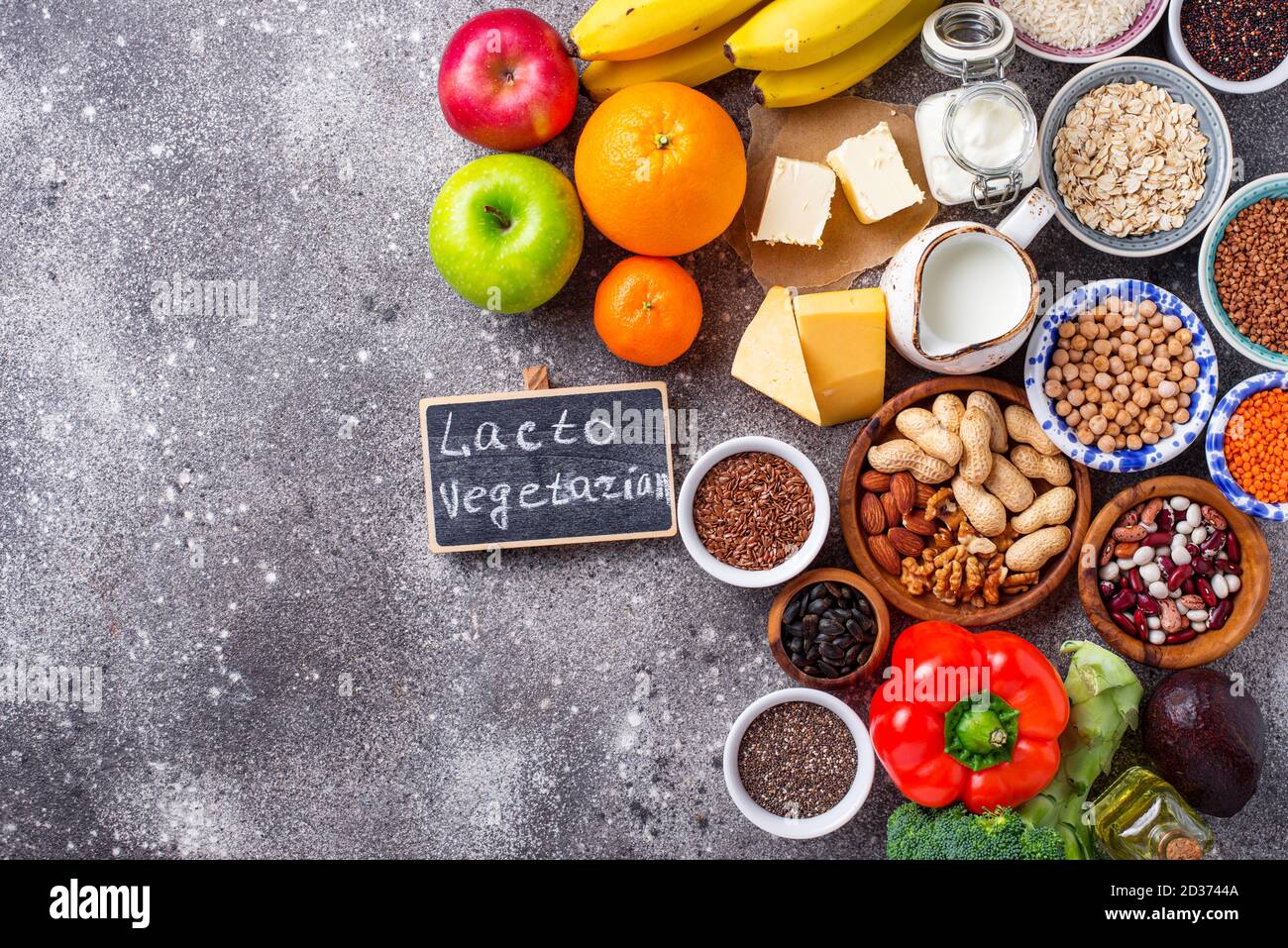 Lacto vegetarian diet concept. Healthy food Stock Photo - Alamy