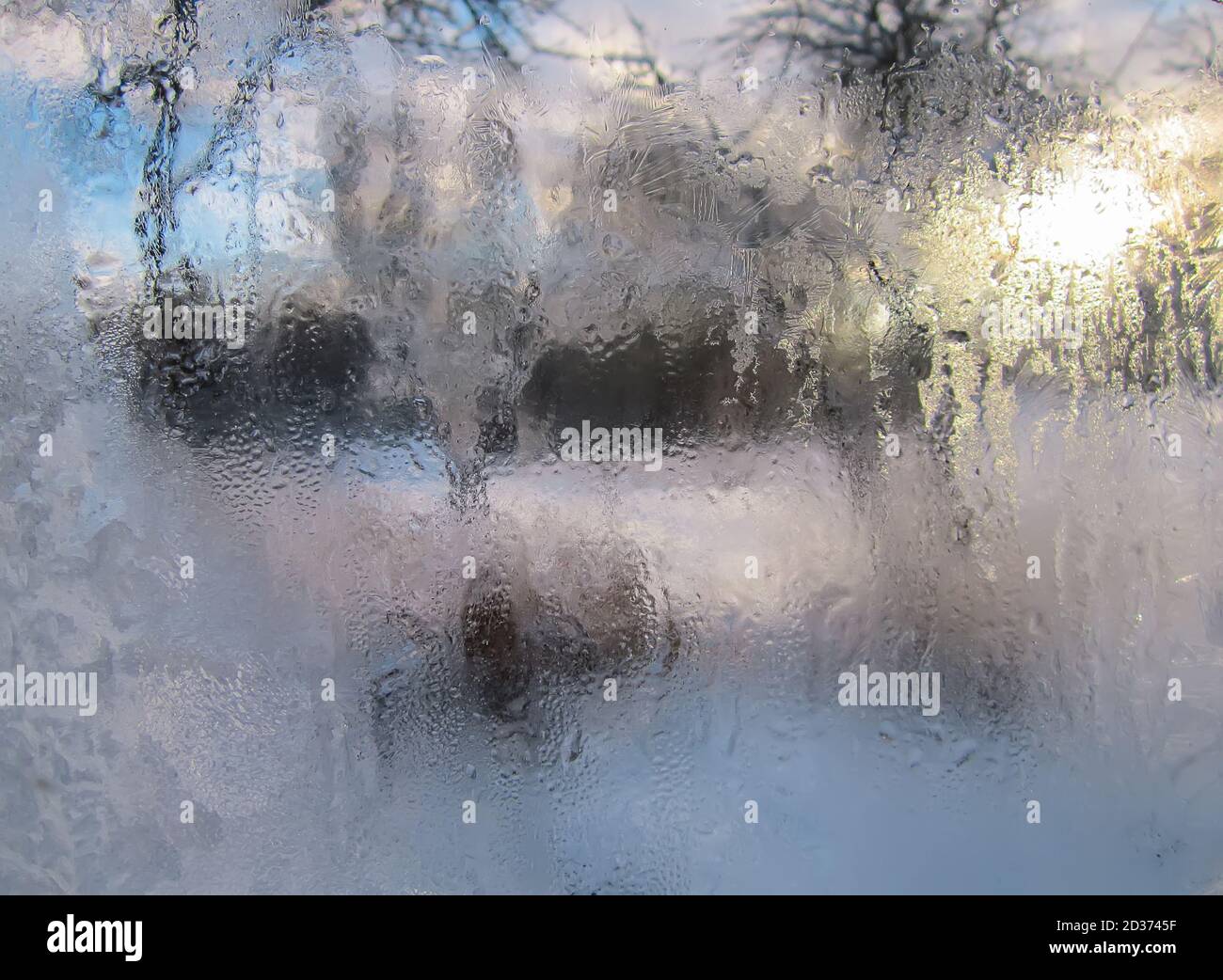 Frozen window glass. Winter nature background Stock Photo - Alamy