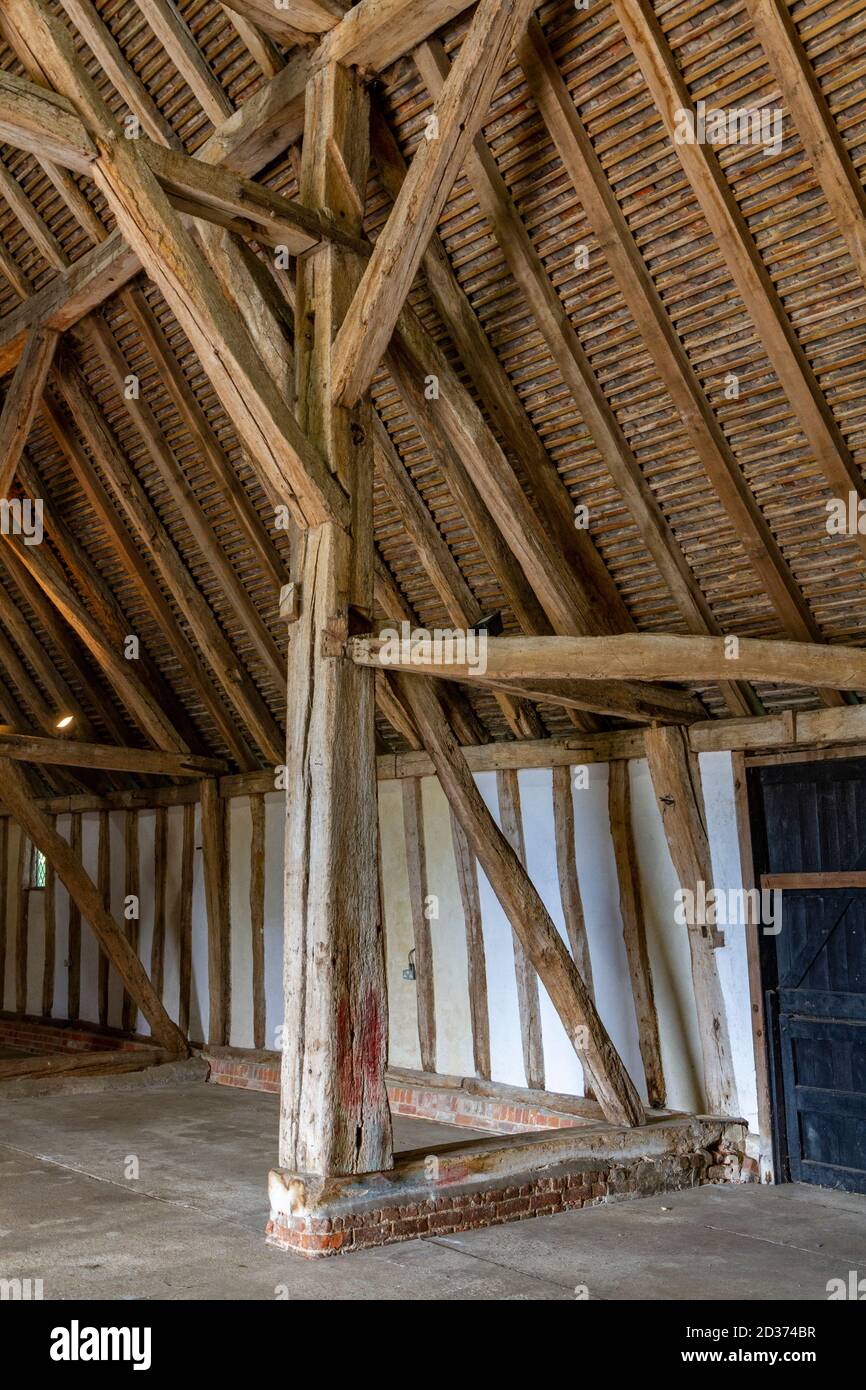 Joint detail inside the Barley Barn, Cressing Temple Barns, an ancient ...