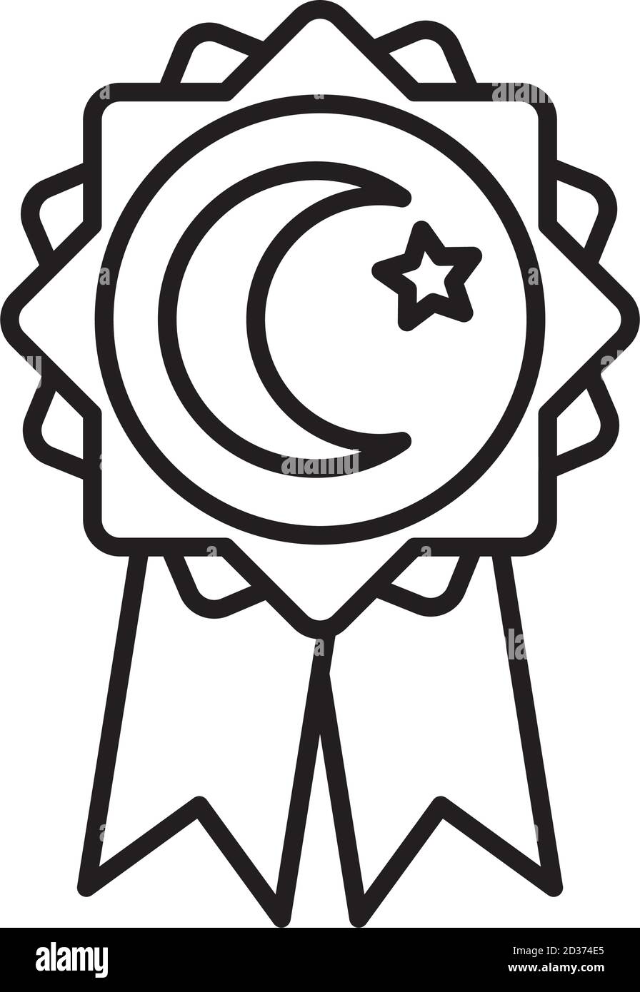 ribbon with turkish crescent moon design over white background, line ...