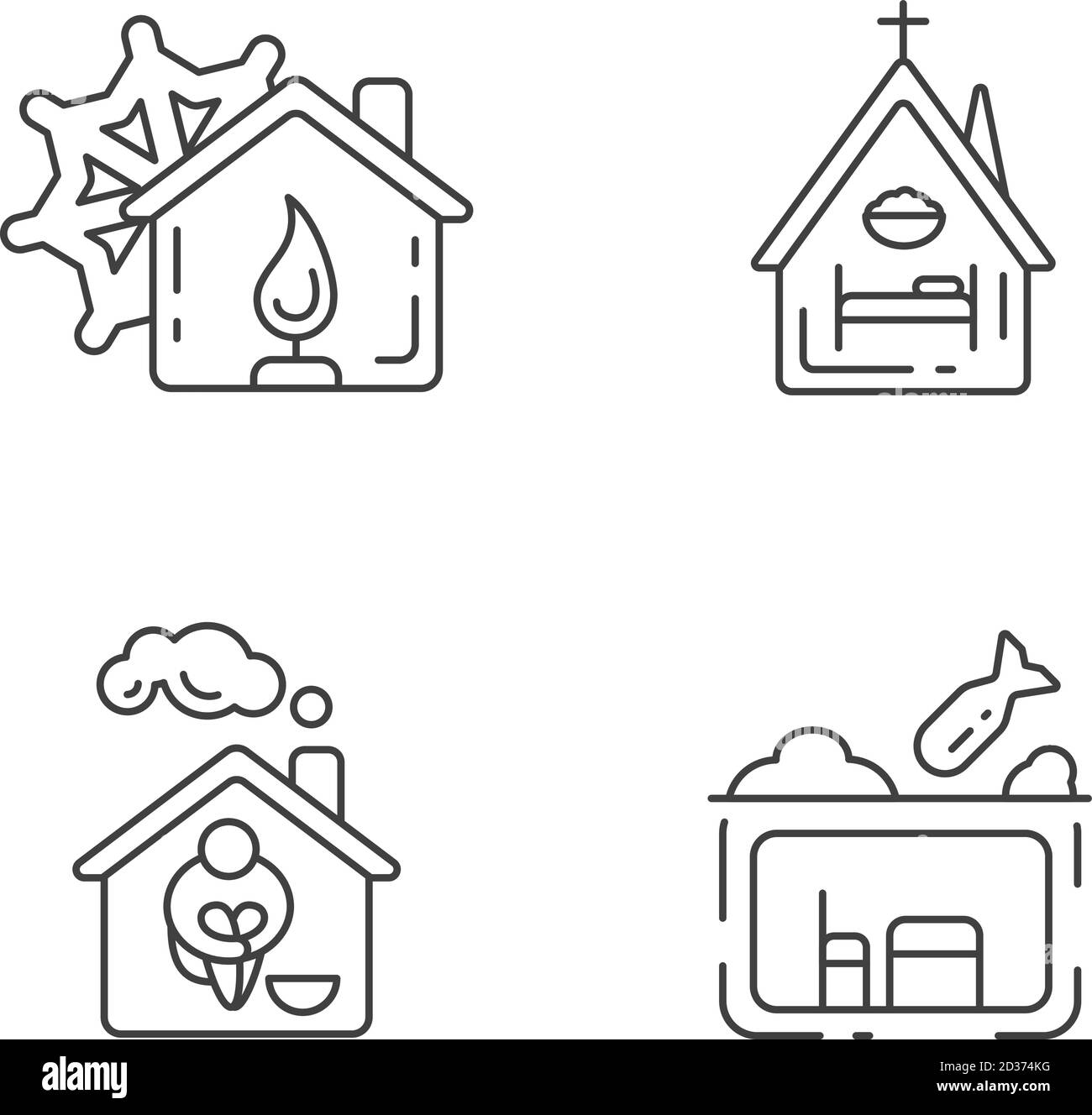 Temporary supportive housing linear icons set Stock Vector Image & Art ...