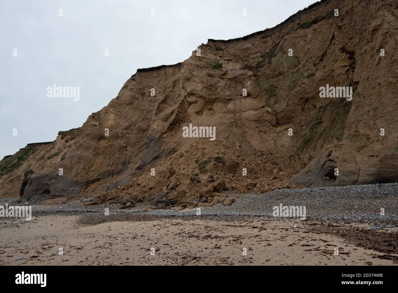 Crumbling cliffs between Sheringham and West Runton, Norfolk, UK Stock ...
