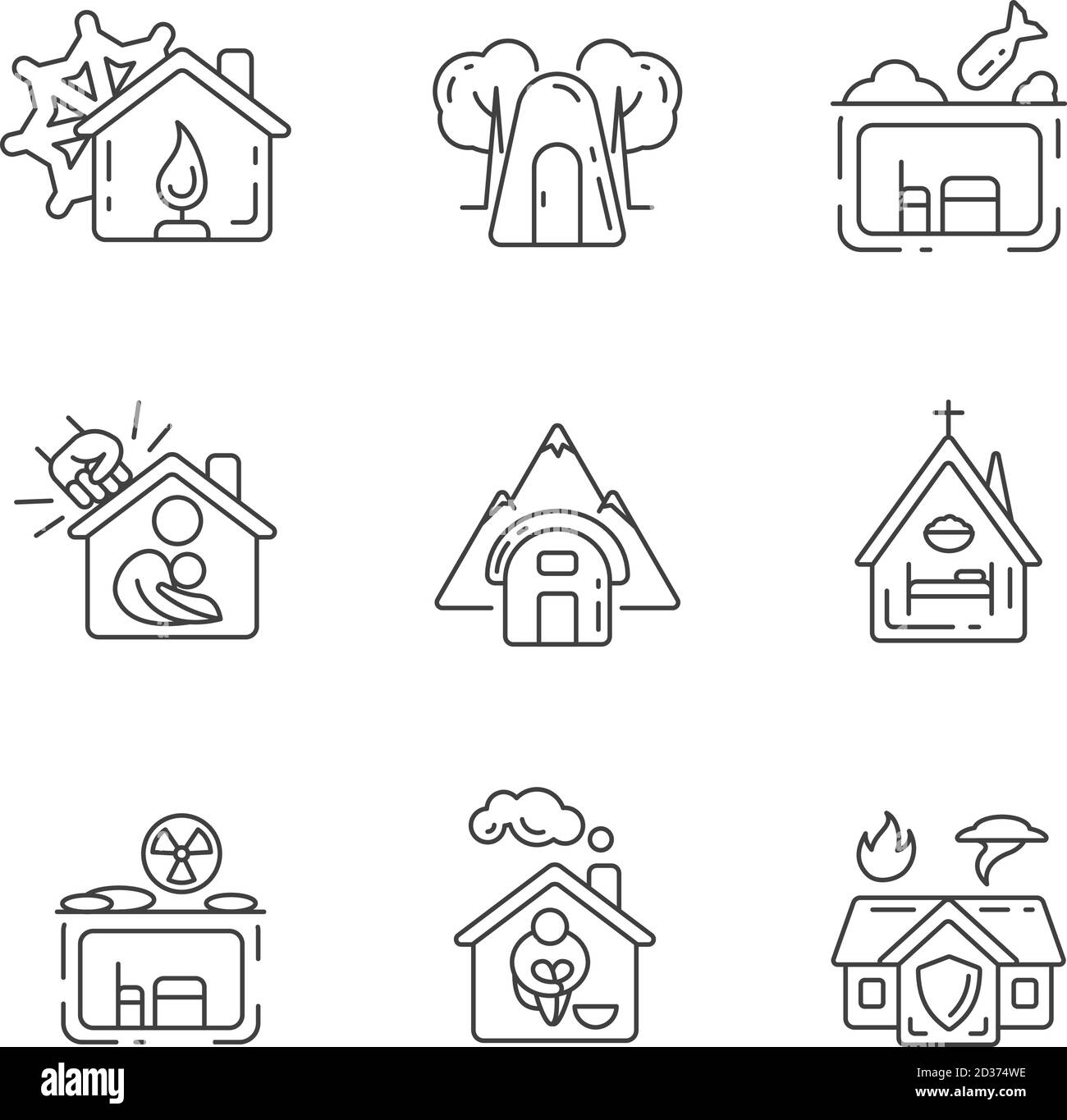 Human shelters linear icons set Stock Vector Image & Art - Alamy