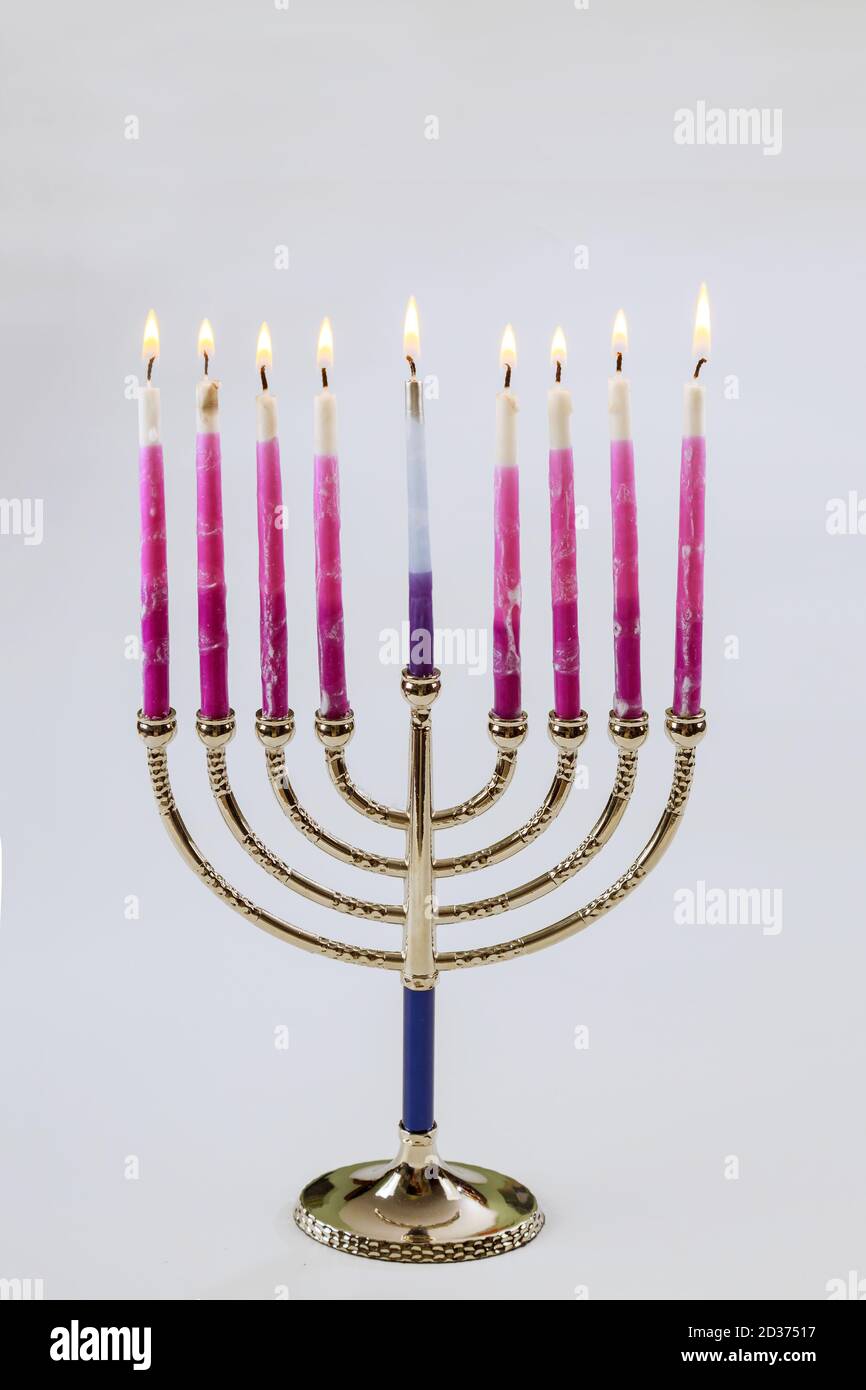 Chanukah a burning menorah symbol of Judaism traditional jewish holiday ...