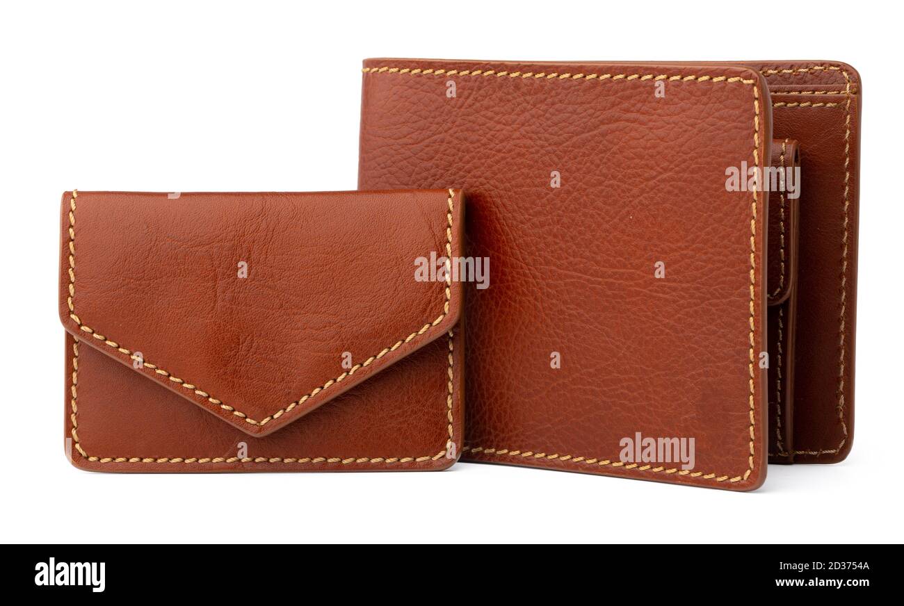 Brown shiny wallet isolated on white background Stock Photo - Alamy