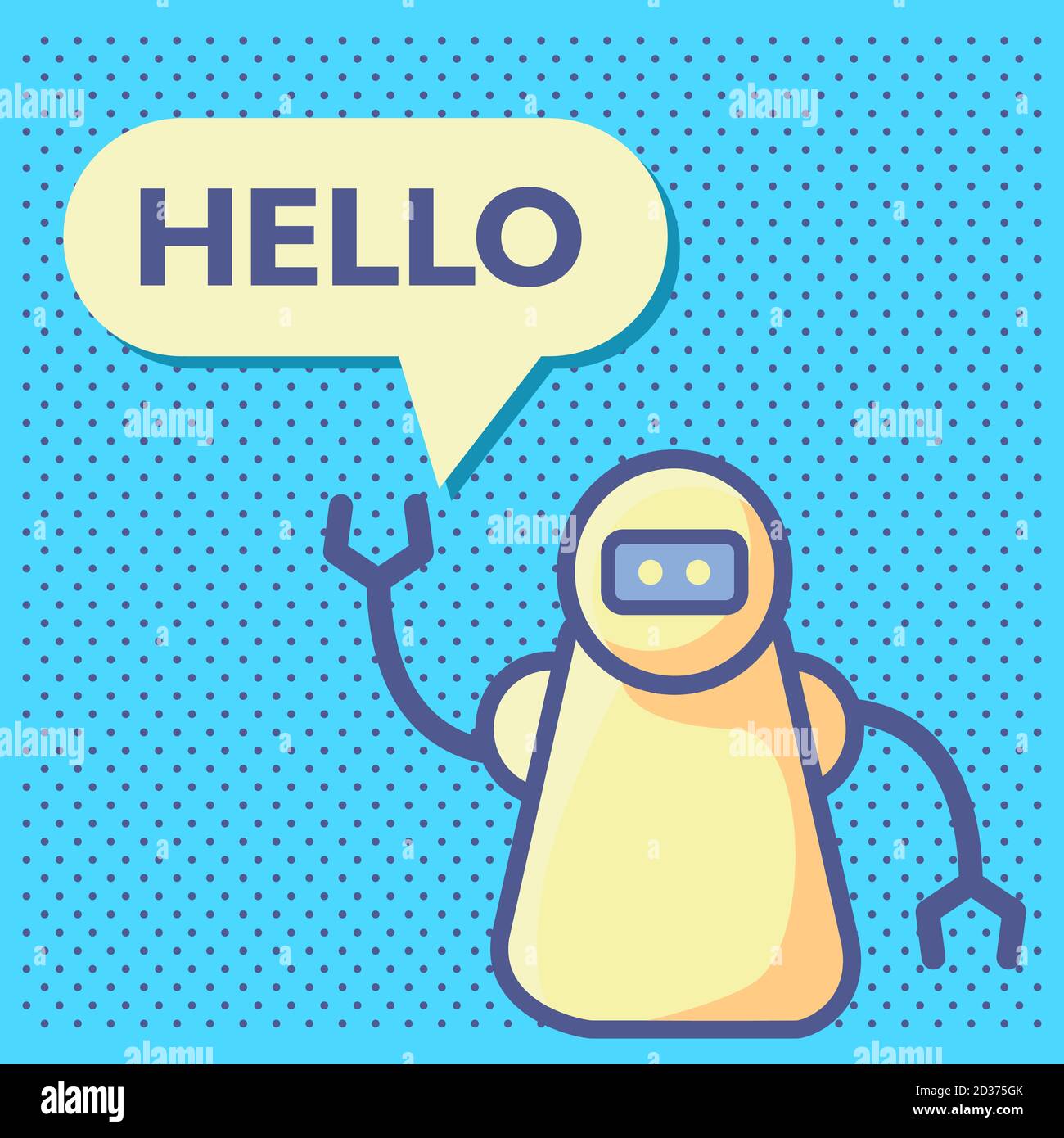 Speech bubble.Chatbot concept.Robot speaks hello.Cute cartoon character ...