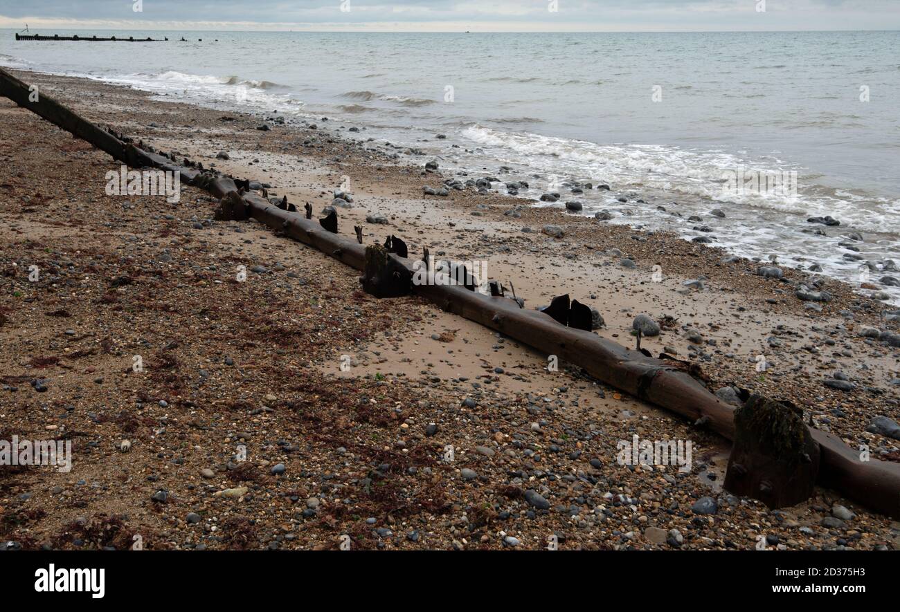 Hazardous, jagged worn-down sea defences between Sheringham & West ...