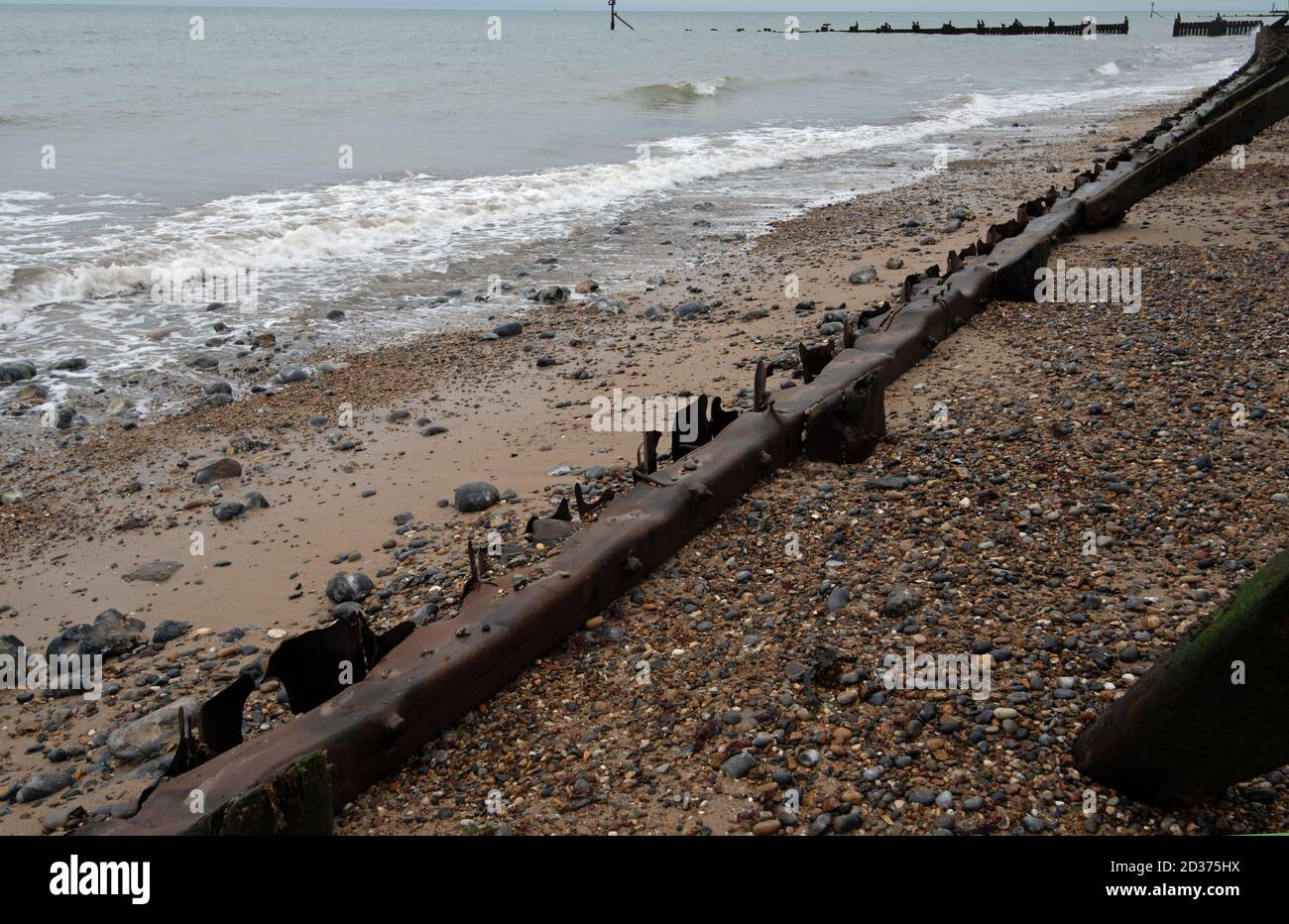 Hazardous, jagged worn-down sea defences between Sheringham & West ...