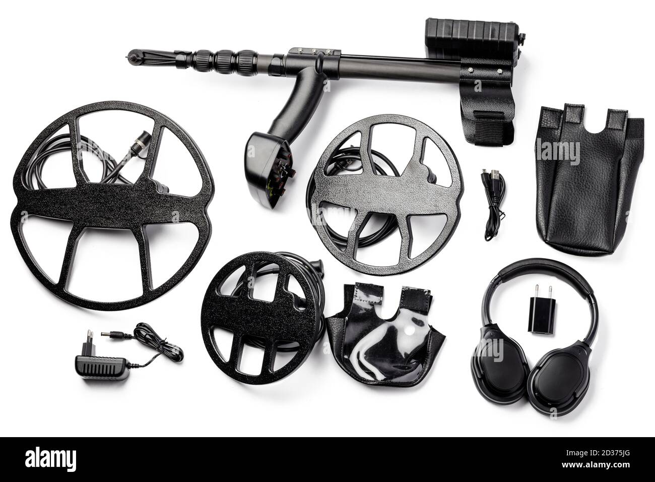 Metal detector parts isolated on white background Stock Photo - Alamy