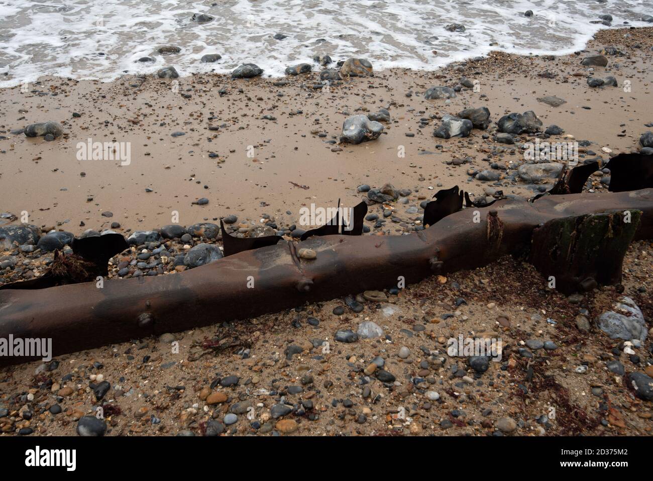 Hazardous, jagged worn-down sea defences between Sheringham & West ...