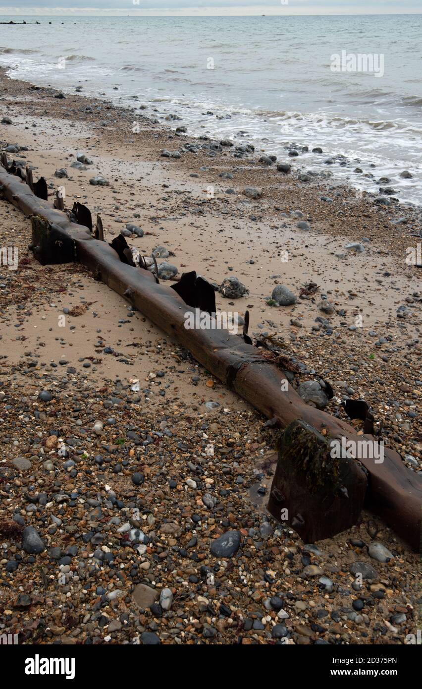 Hazardous, jagged worn-down sea defences between Sheringham & West ...