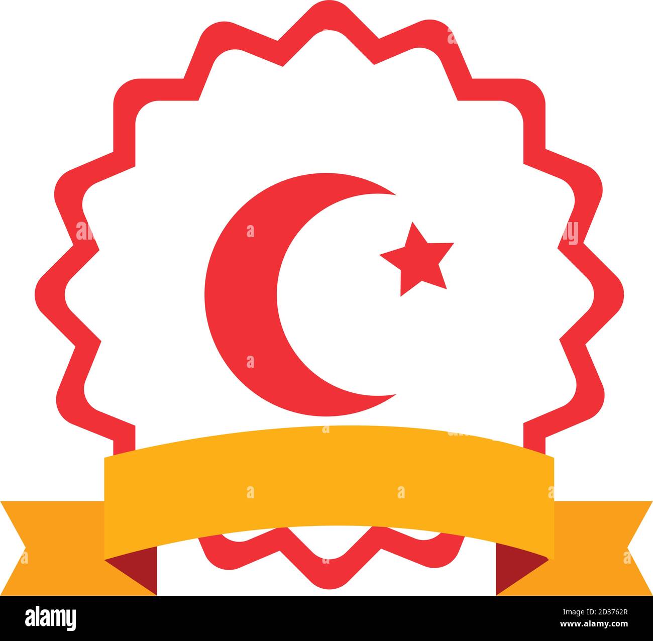 decorative seal and ribbon with turkish crescent moon over white ...