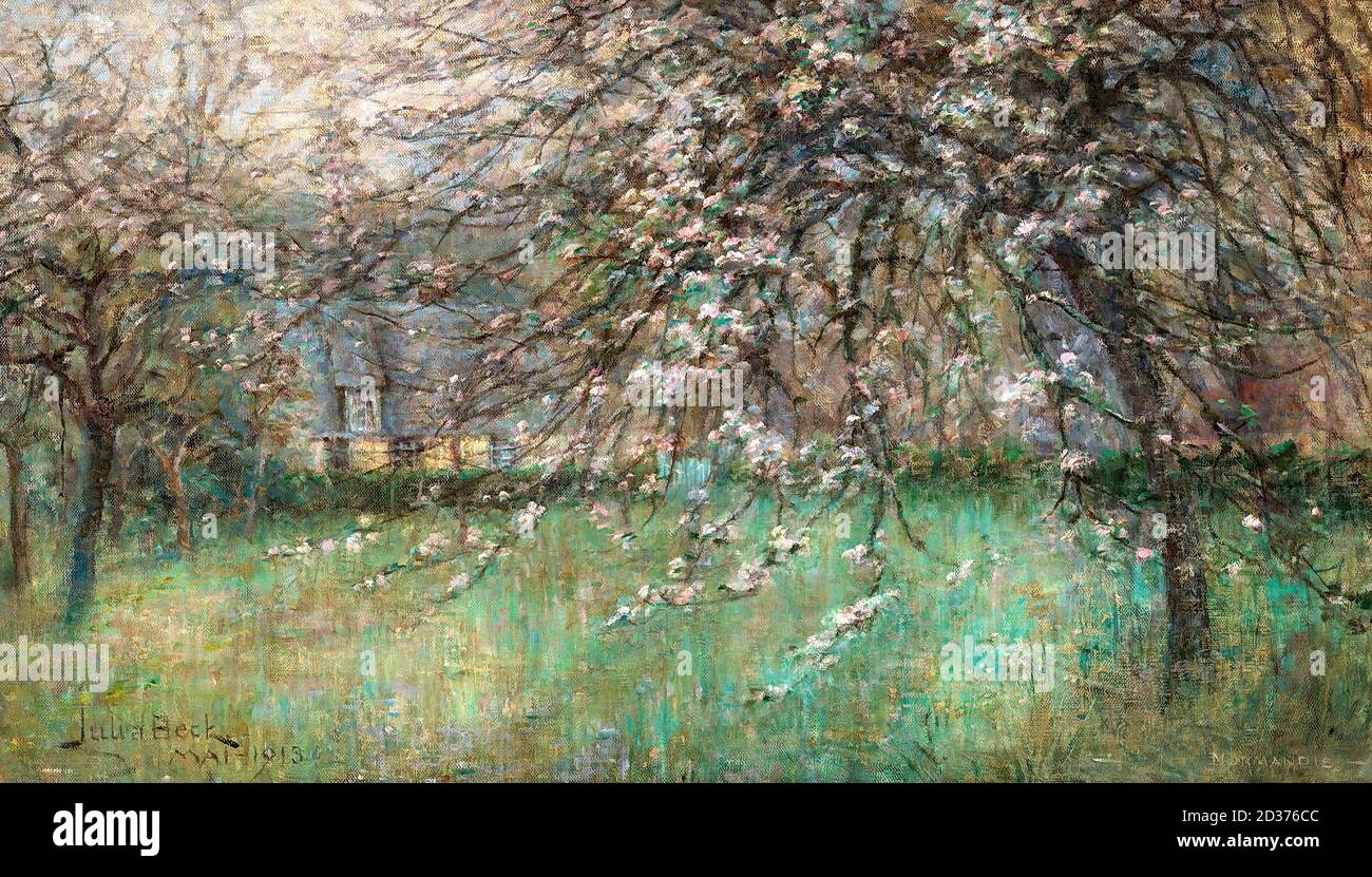 Beck Julia - Fruit Trees in Bloom Scene from Normandy - Swedish School ...