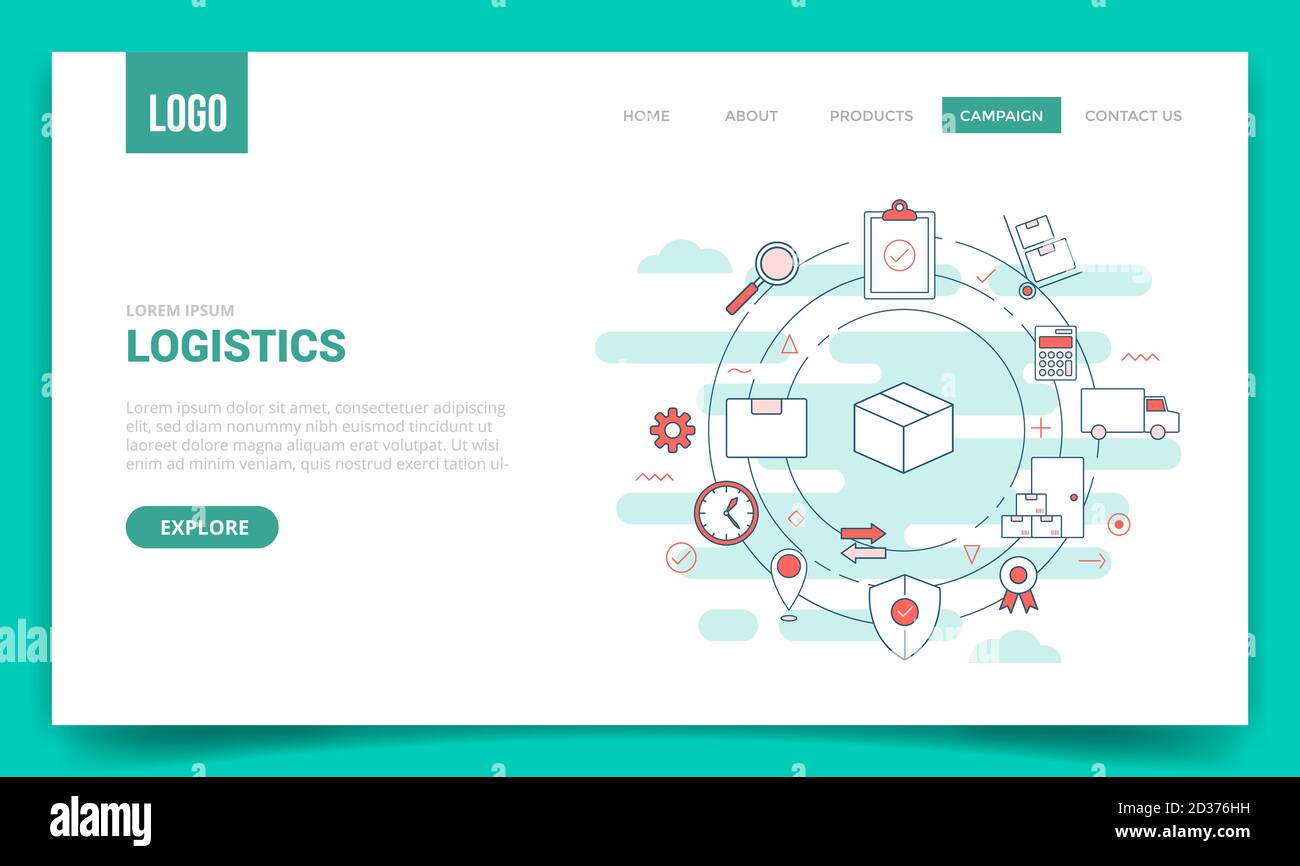 logistics delivery concept with circle icon for website template or ...