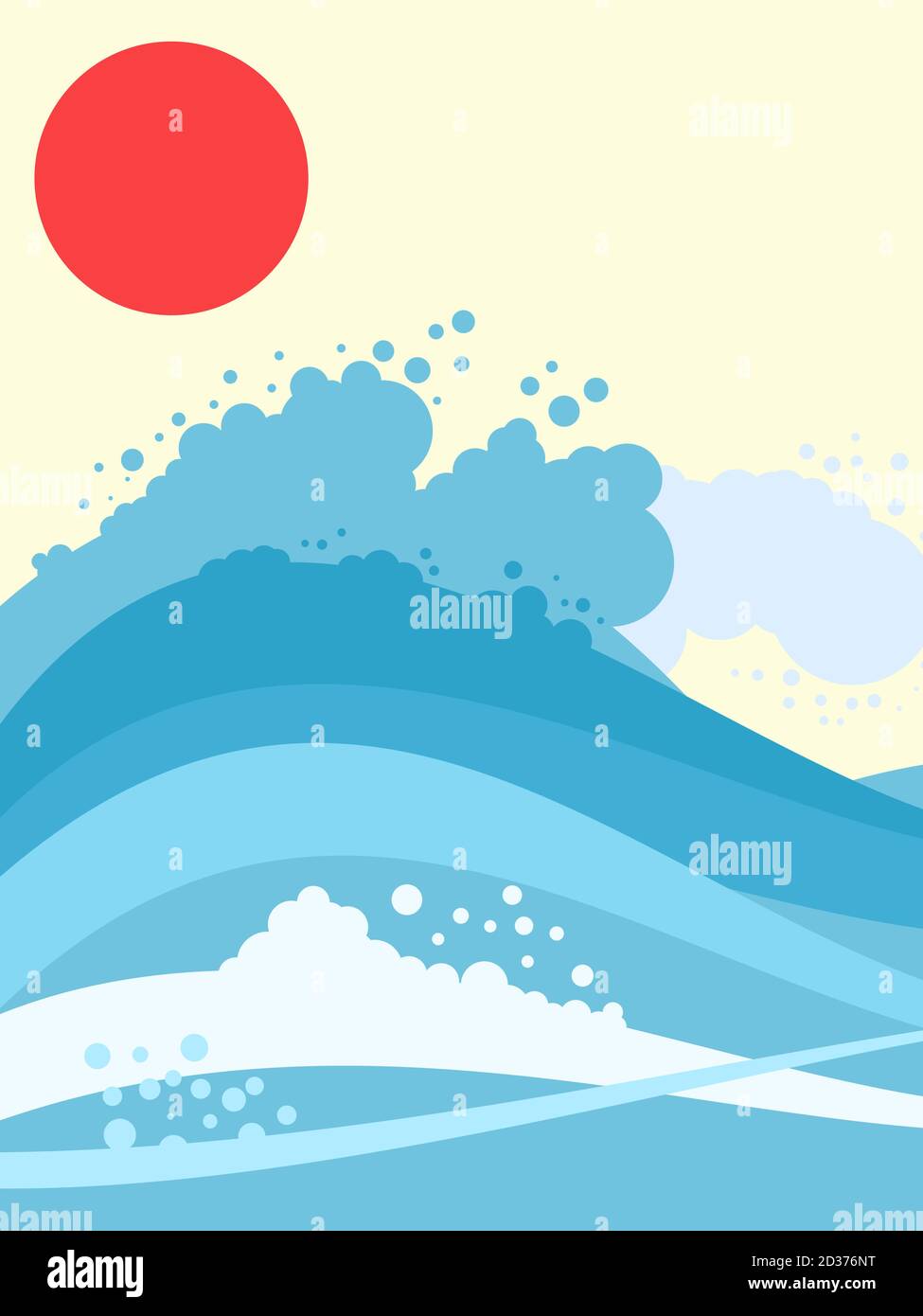 vector illustration of a sea landscape with waves Stock Vector Image ...