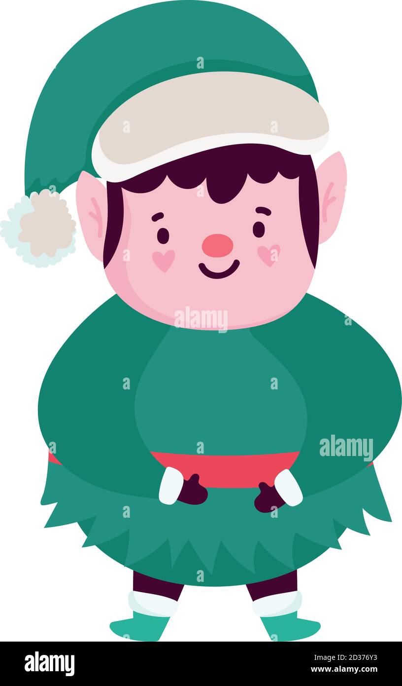 merry christmas, cartoon helper character, isolated design vector ...