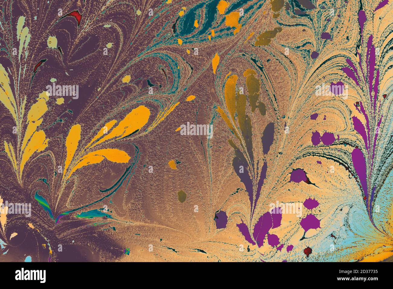 Abstract background of an oil painting with colorful swirly and wavy ...