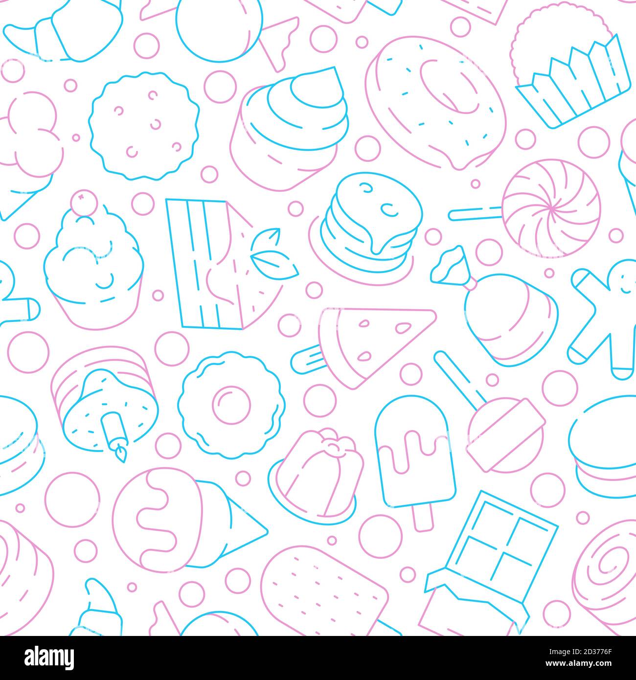 Desserts pattern. Kids delicious food sweet cakes biscuits jelly ice ...