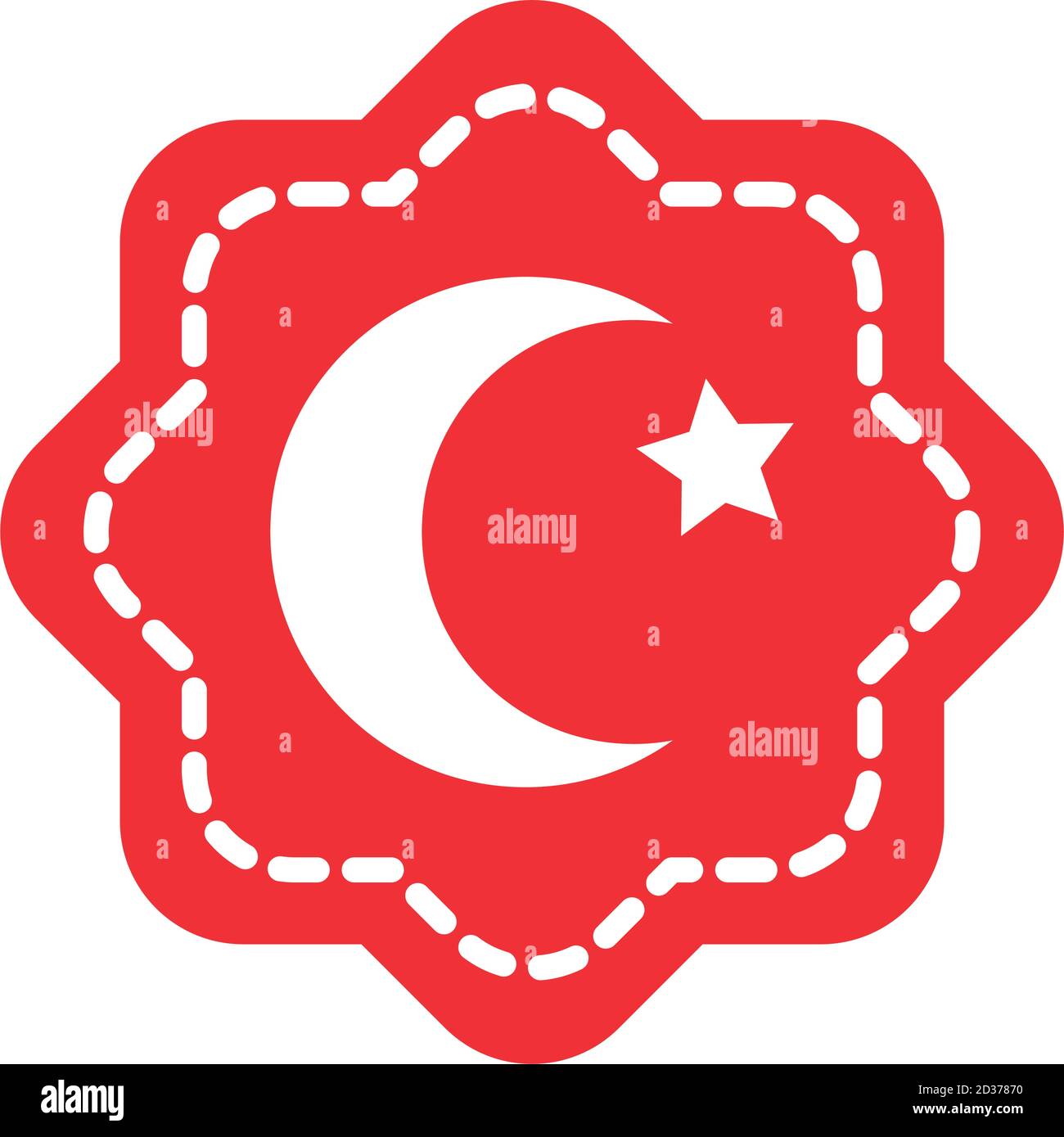 icon of seal with turkey flag design over white background, flat style ...