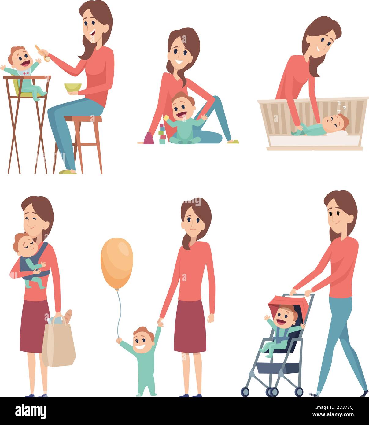 Mother and baby. Love happy family parents playing with newborn kids ...