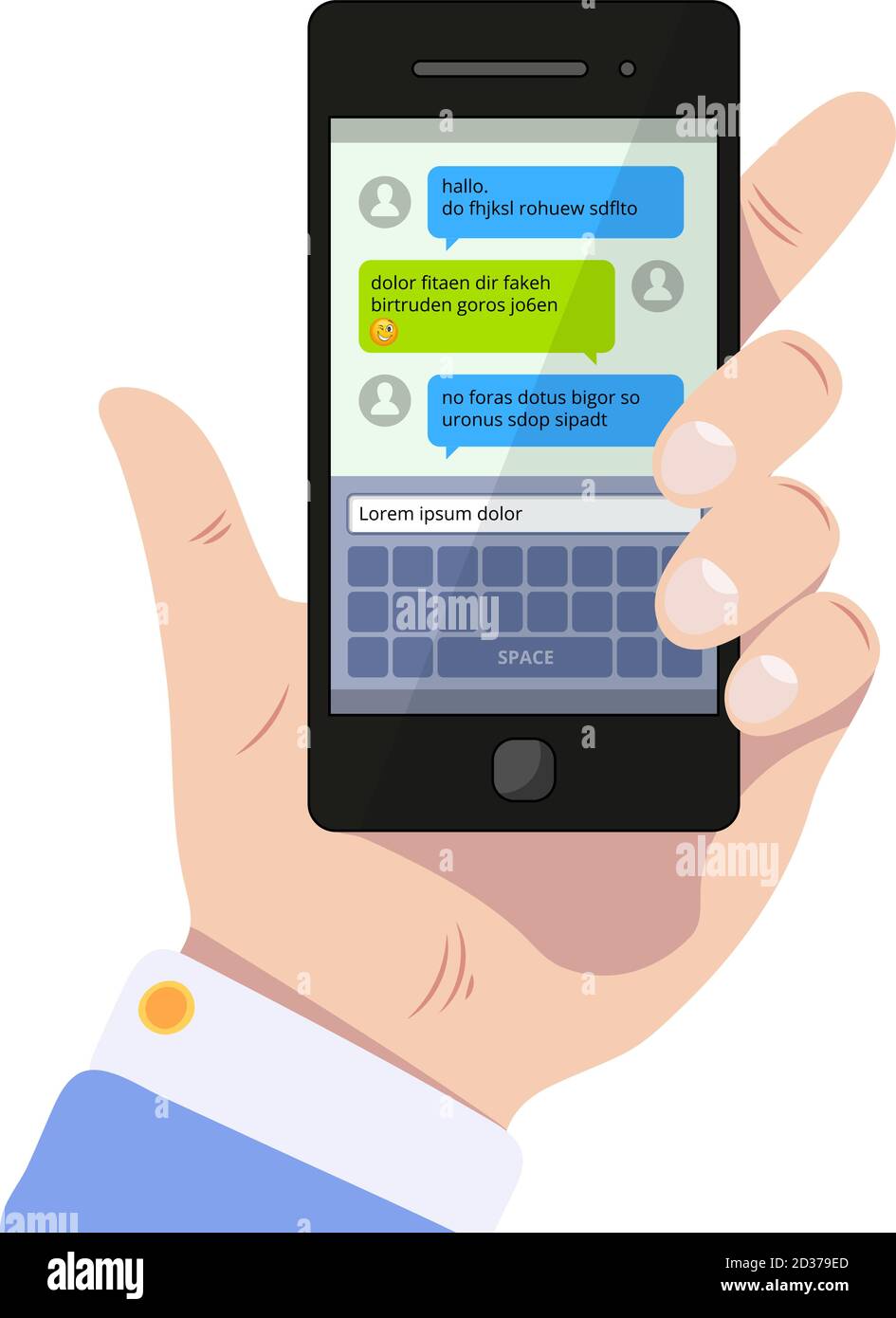 Messenger screen. Mobile text messages in speak bubbles online ...