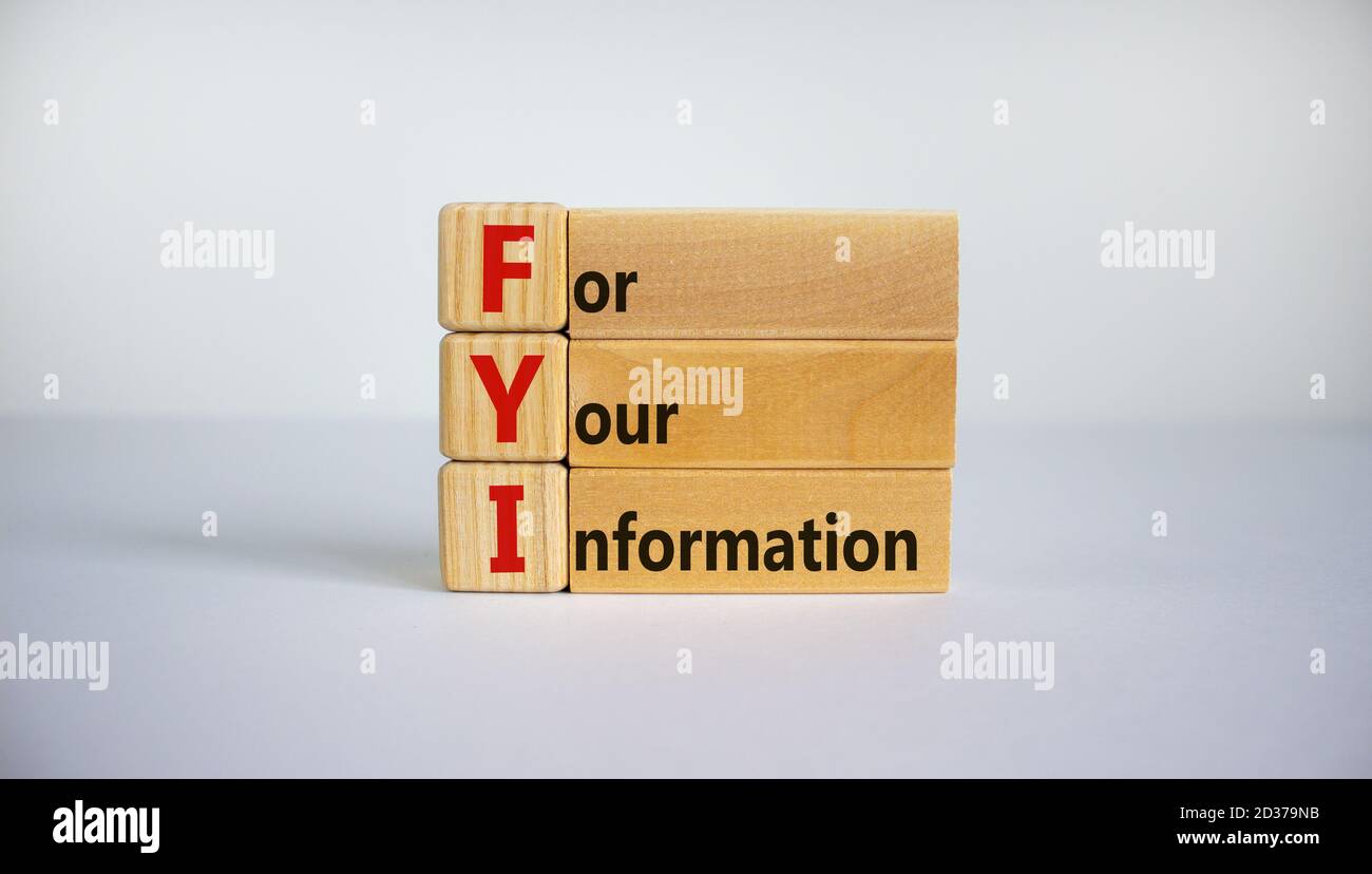 Wood blocks with acronym 'FYI' - 'for your information' on beautiful ...
