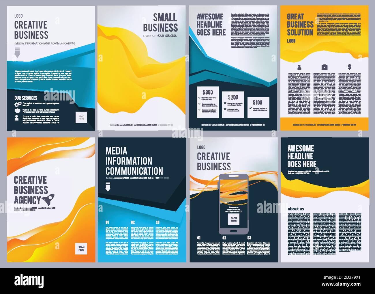 Business flyers. Vector creative brochure abstract geometric forms ...