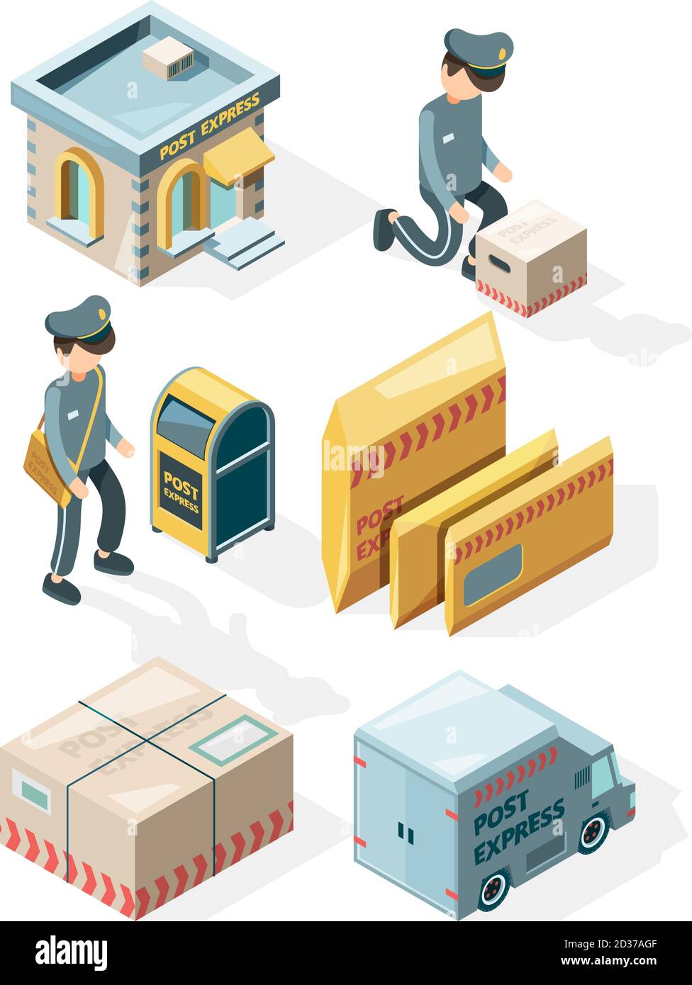 Postal service. Cargo delivery office postcards envelope postbox mail ...