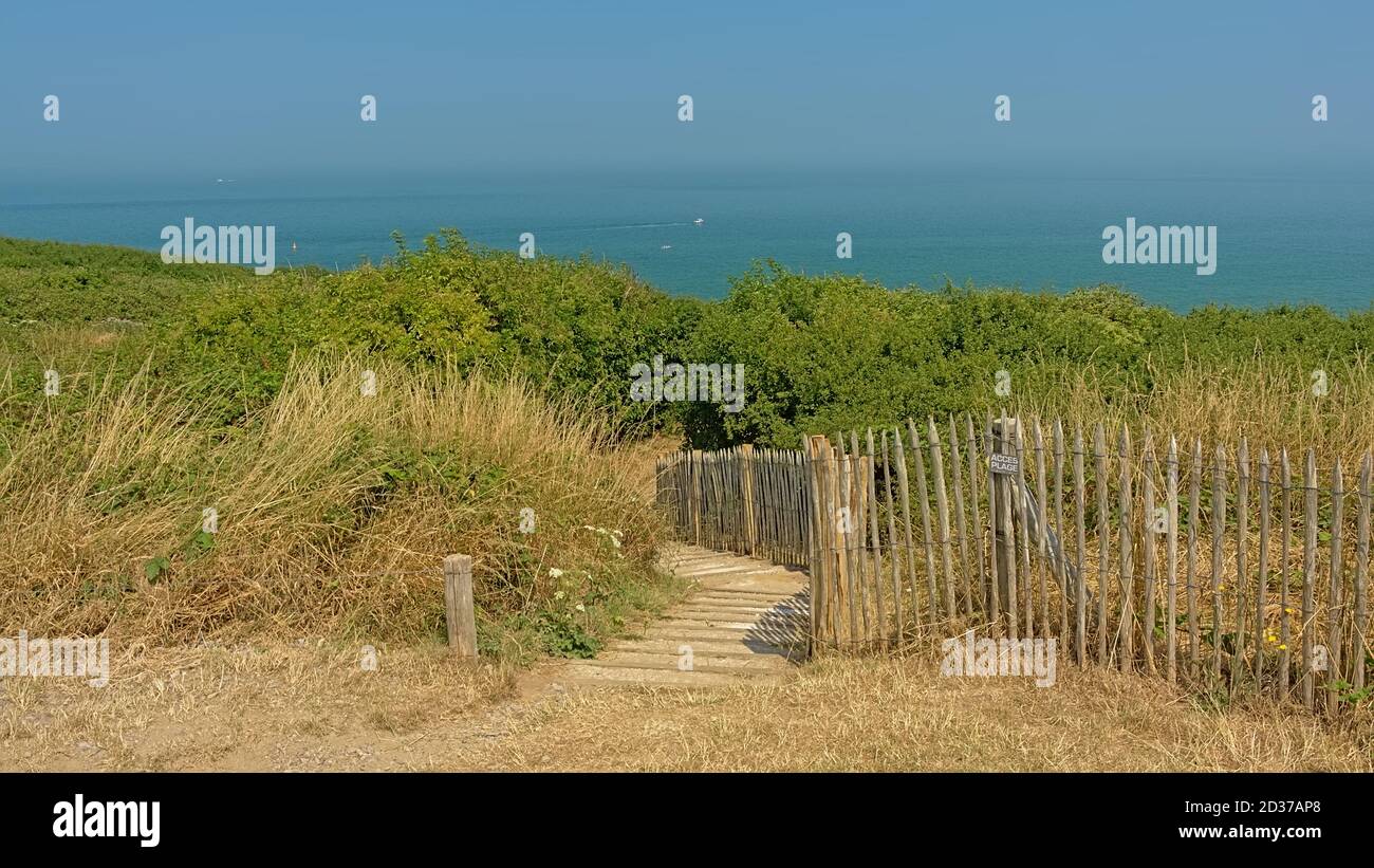 Hiking path through the dunes along the French opal coast Stock Photo ...