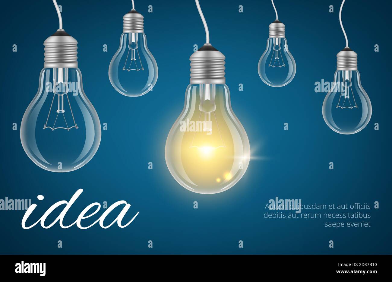 Bulbs idea background. Realistic lamp bulbs vector illustration Stock ...