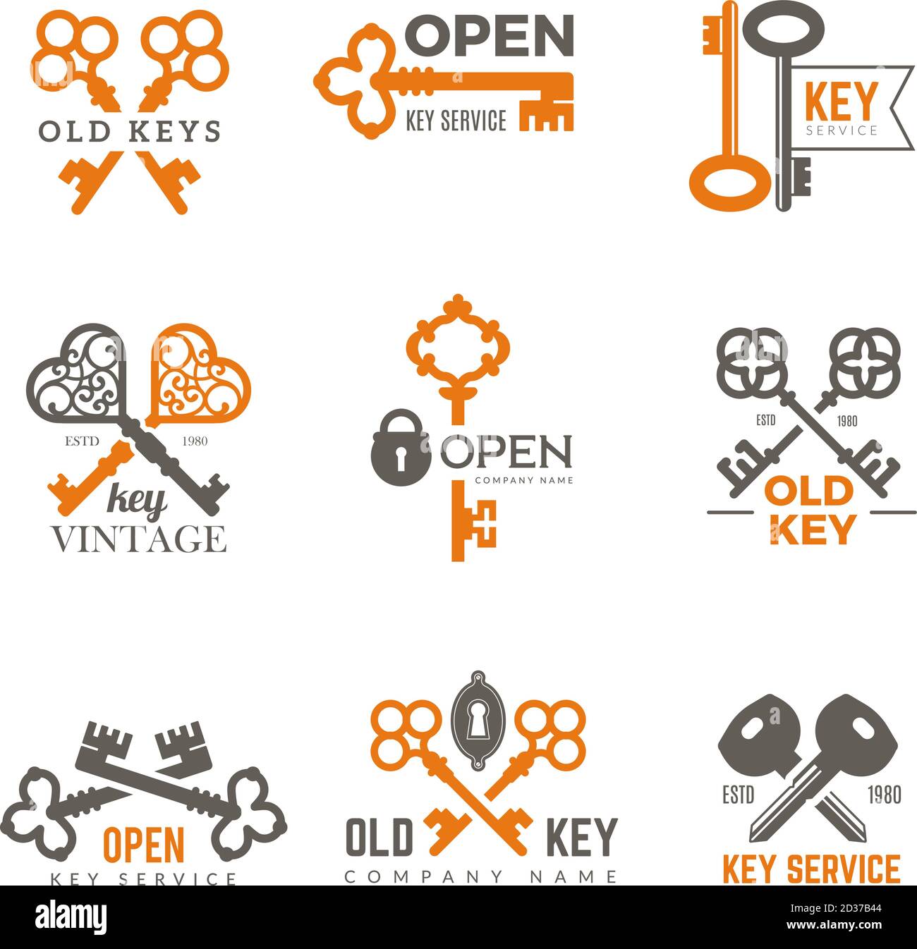 Key logo. Real estate padlocks emblems and badges elegant vintage ...