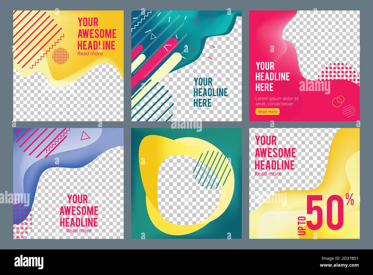 Editable social banners. Simple web visual offers web media content ...