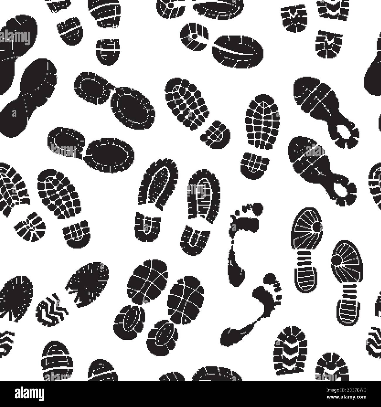 Footprints pattern. Male and female foots silhouettes human shoes ...
