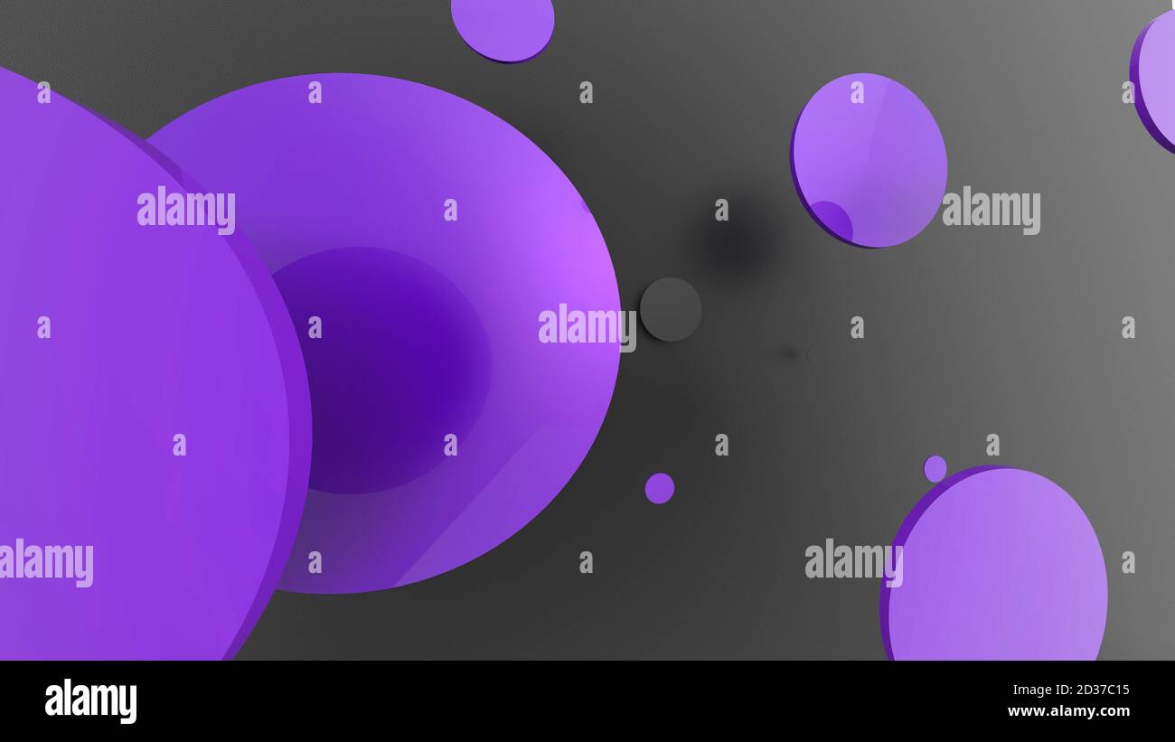 Violet metal and opaque circles and cylinders on colored background ...