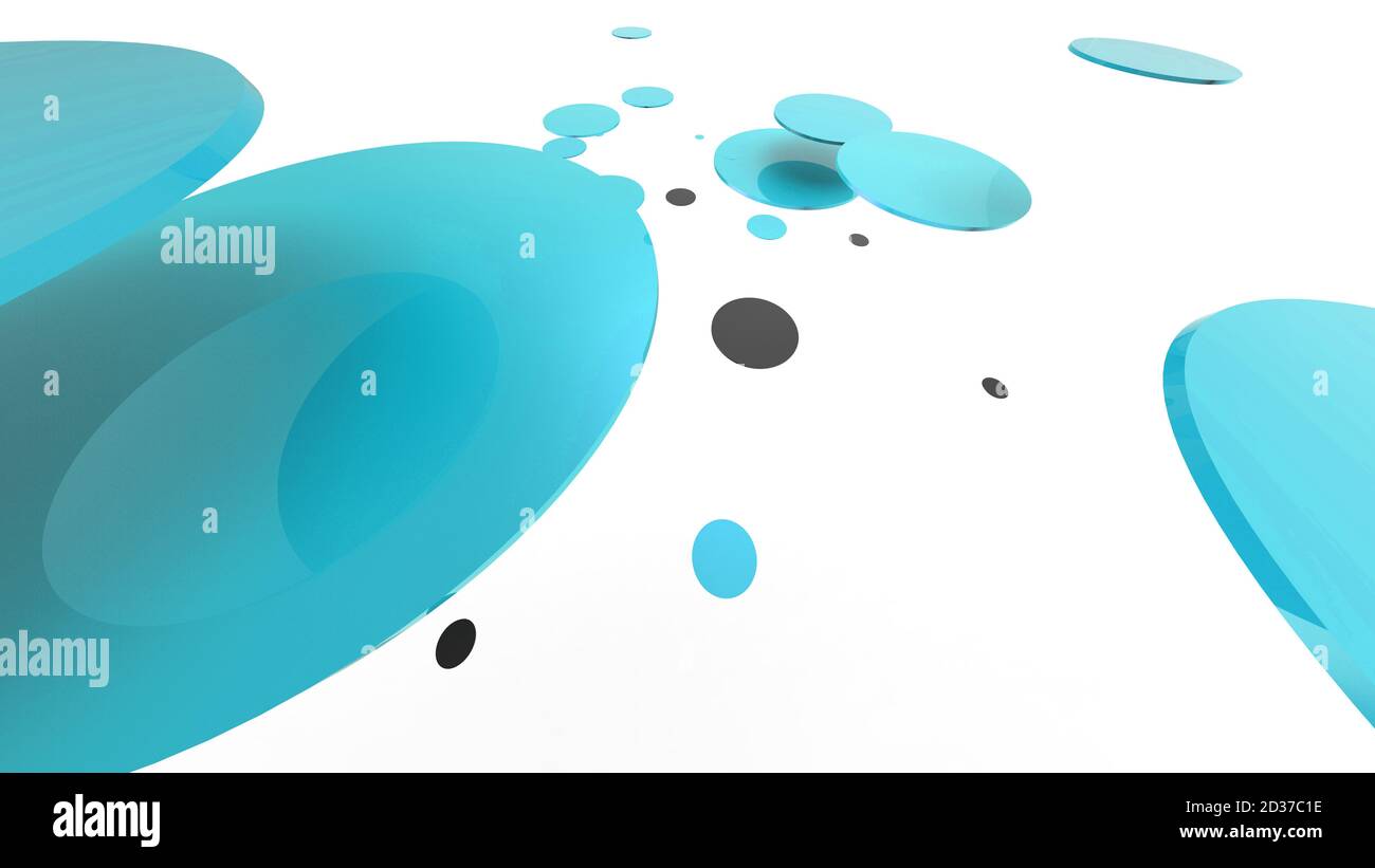 Azure metal and opaque circles and cylinders on colored background ...