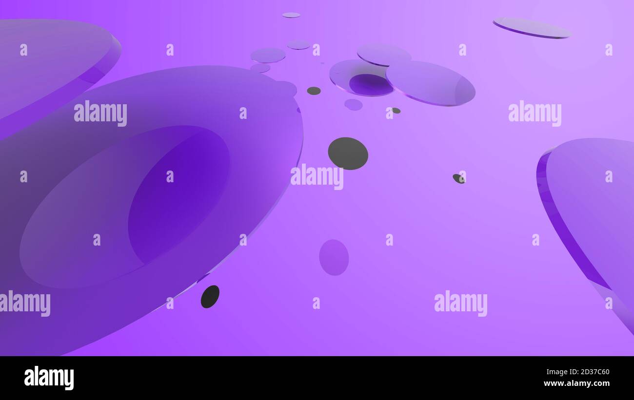 Violet metal and opaque circles and cylinders on colored background ...