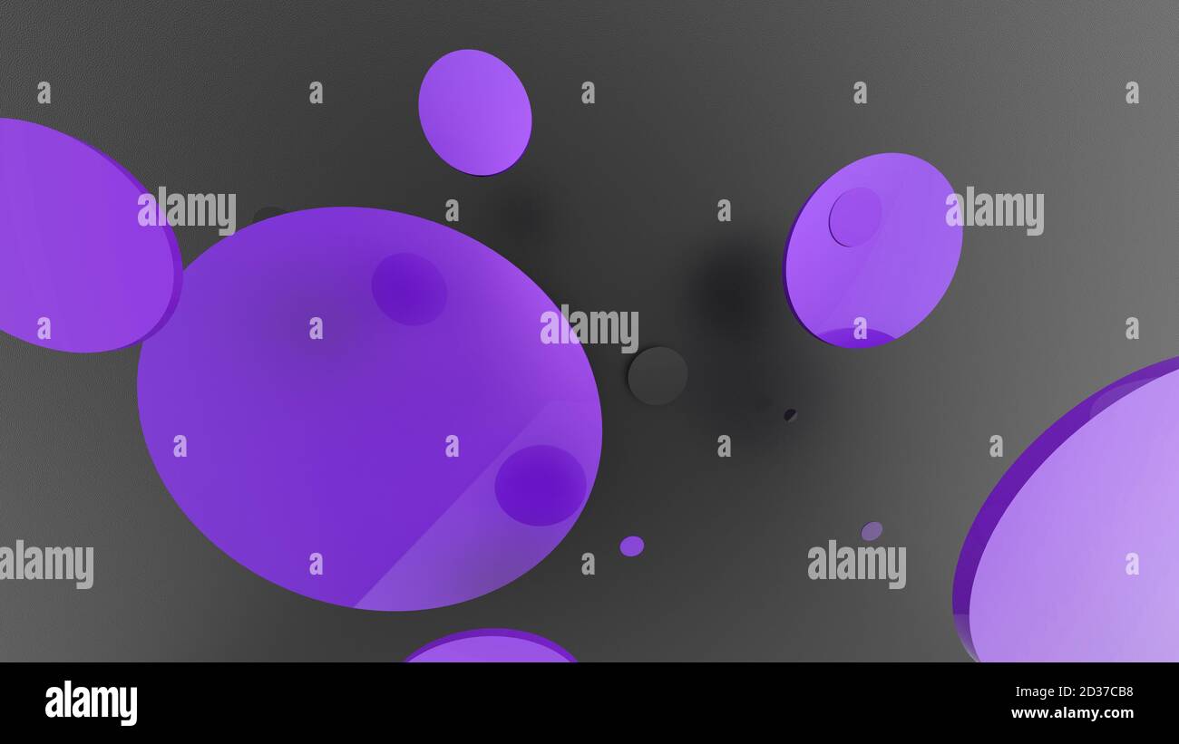 Violet metal and opaque circles and cylinders on colored background ...