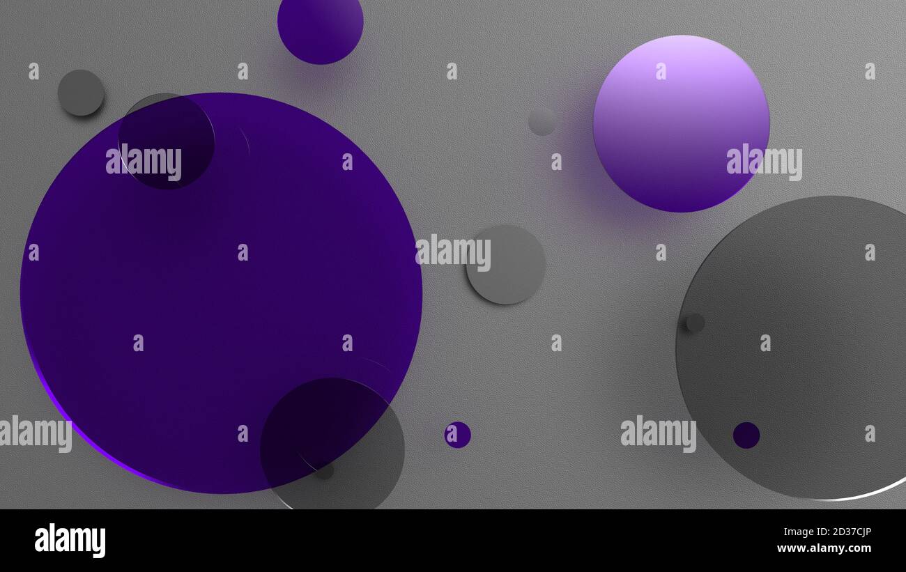 Violet metal and opaque circles and cylinders on colored background ...